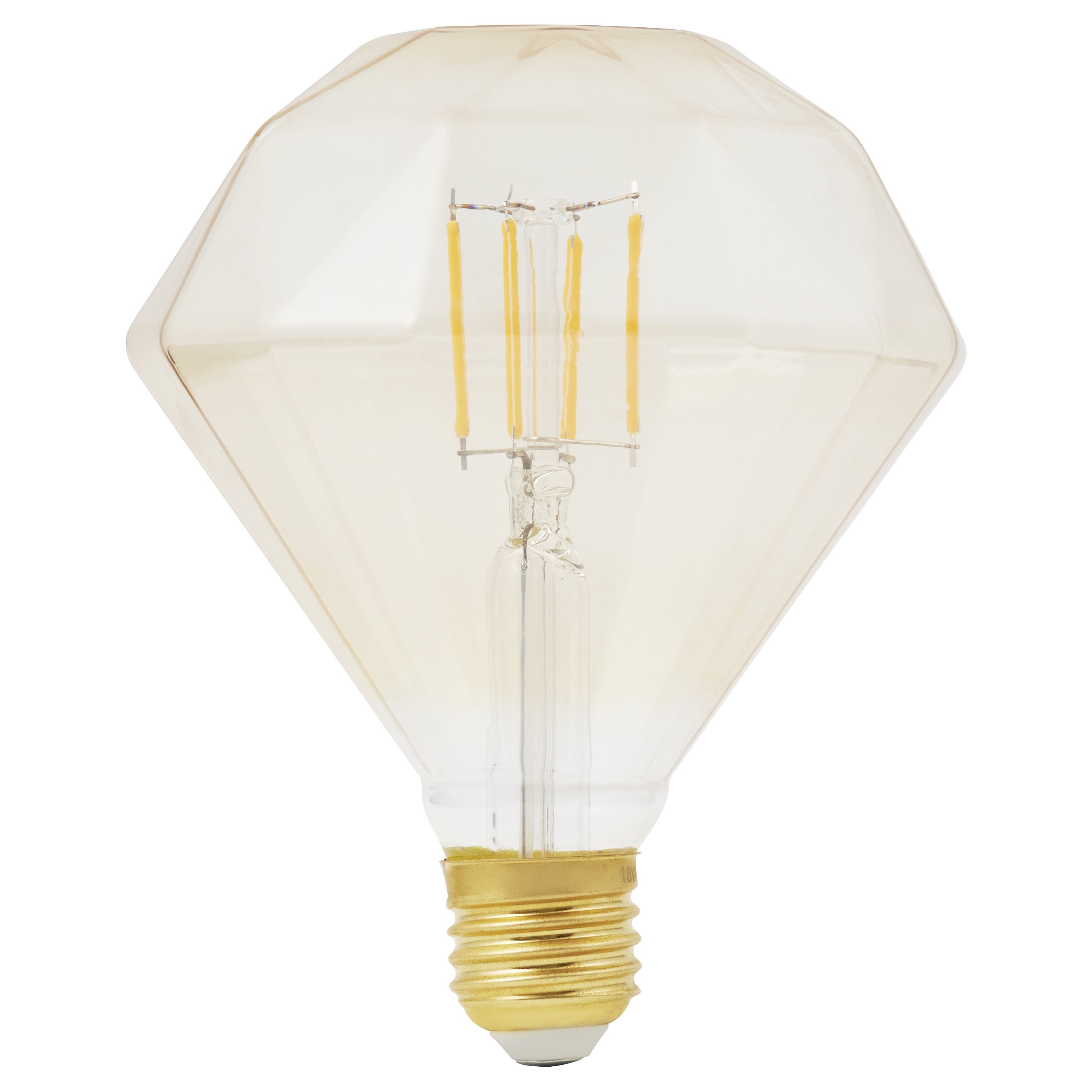 Diall E27 6W 470lm 300° Clear Diamond Orange LED Filament Light bulb ...