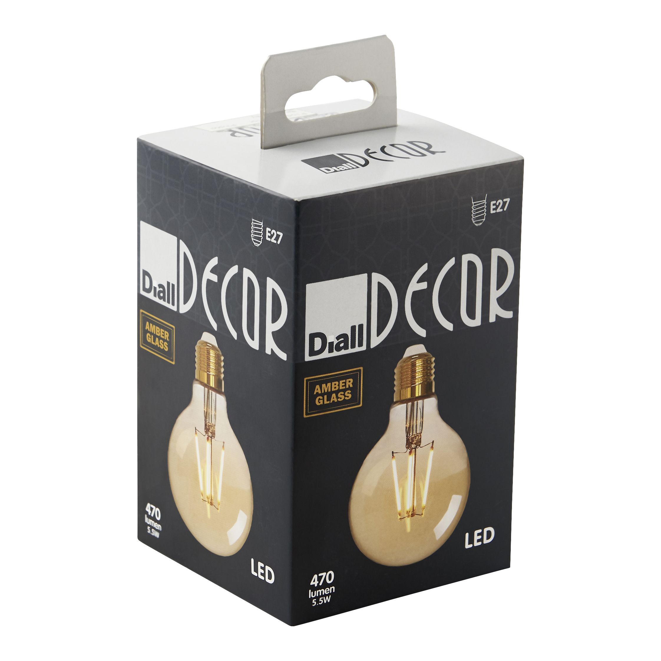 Diall E27 6W 470lm 300° Clear Globe Orange LED Filament Light bulb