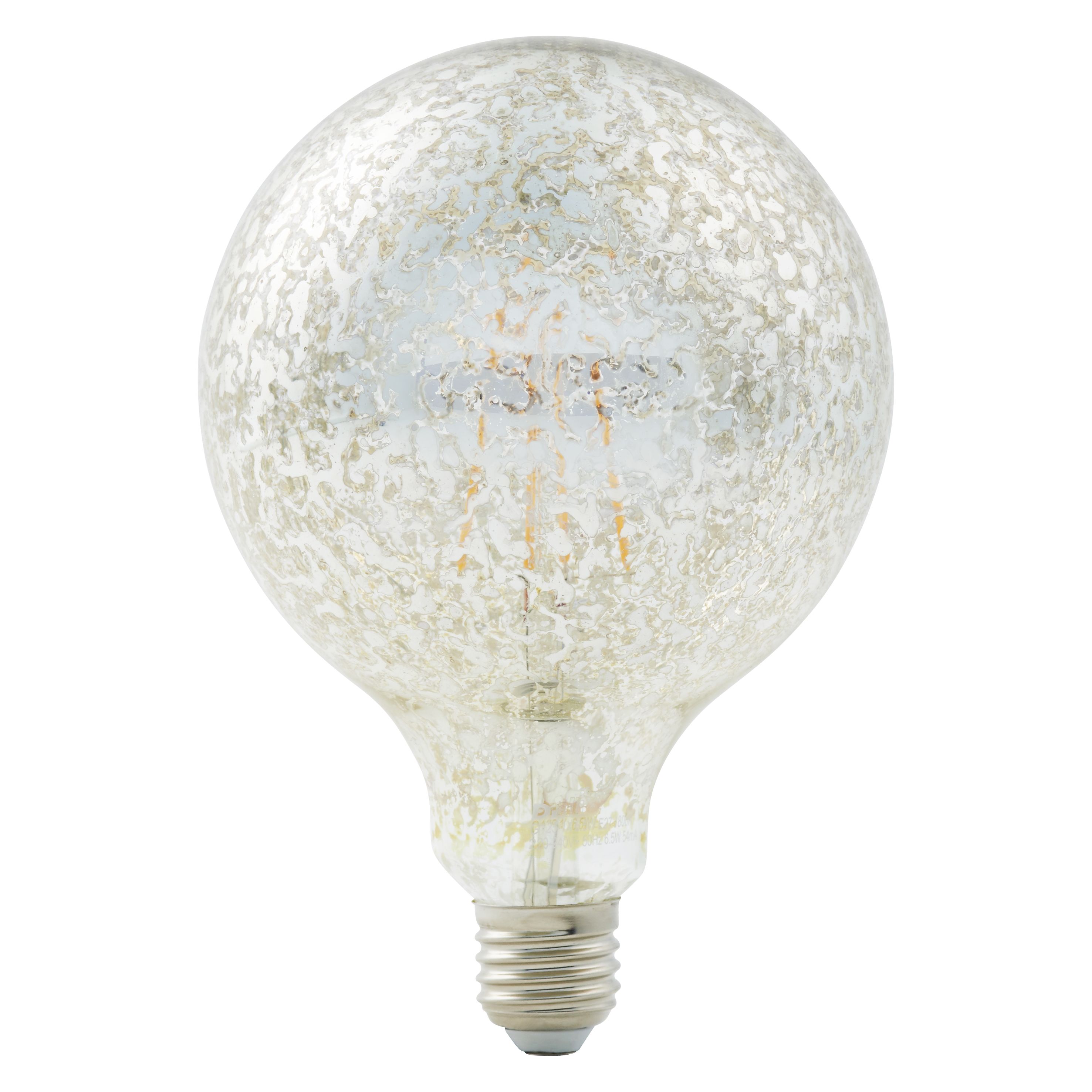 Diall E27 6W 470lm 300° Cracked Globe Warm white LED Filament Light ...