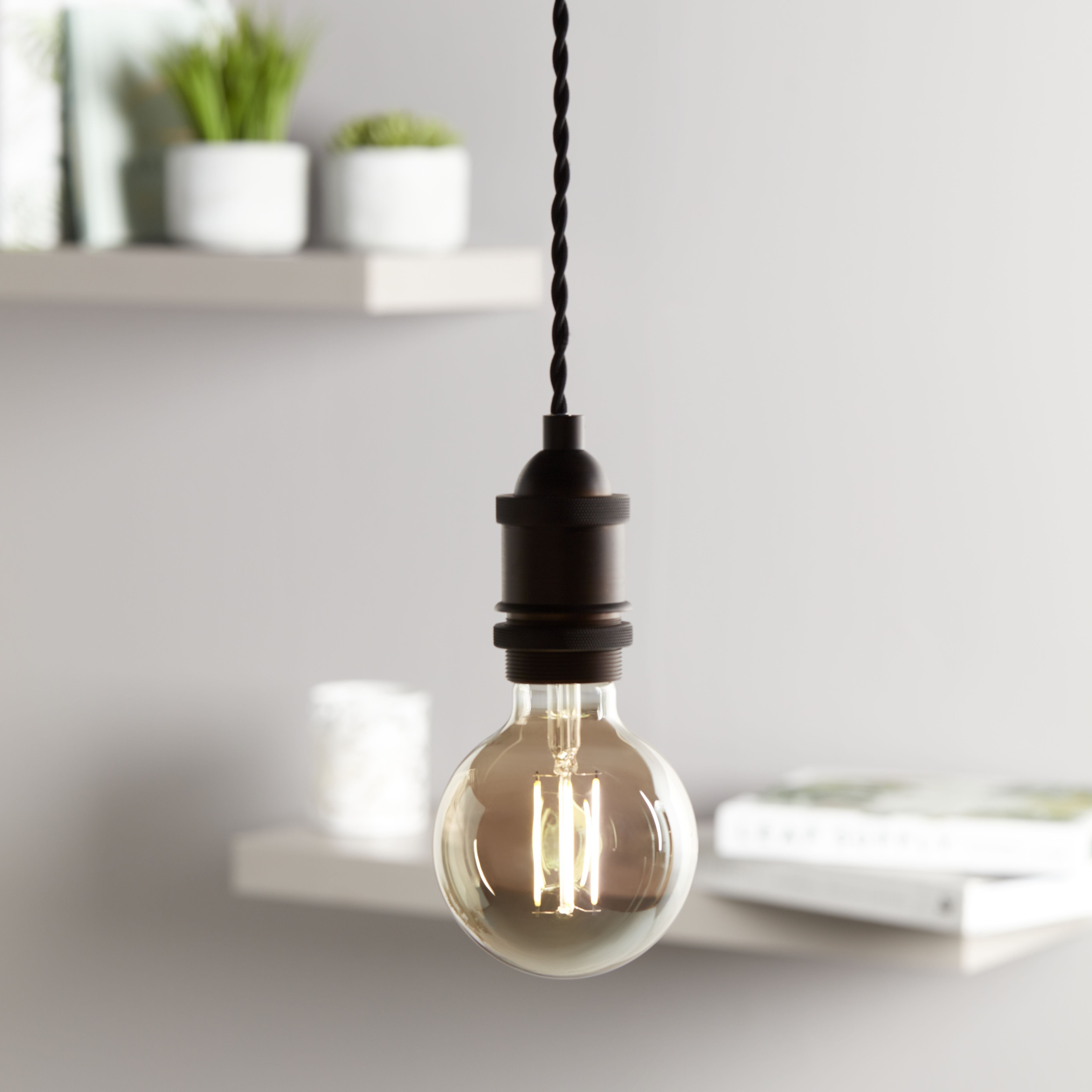 Diall E27 8.5W 806lm 330° Smoky Globe Neutral white LED filament Light bulb