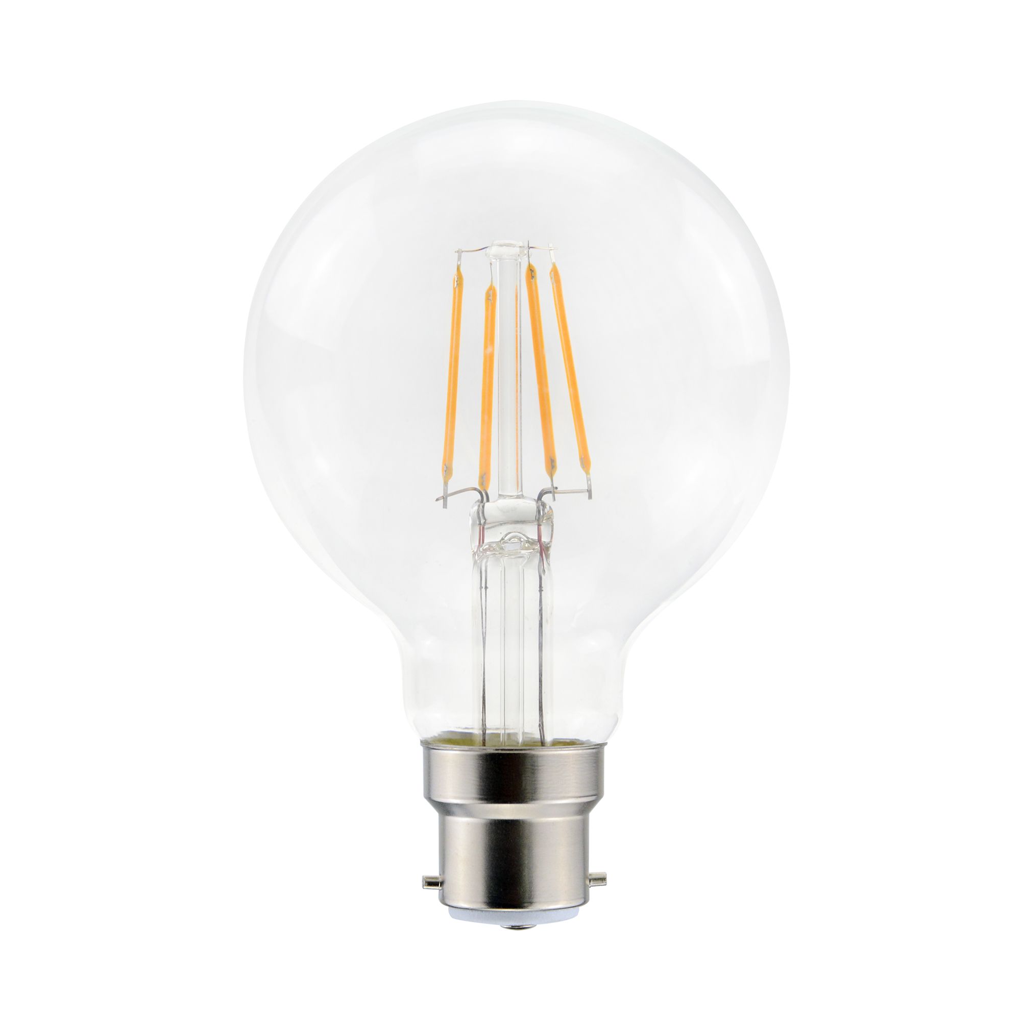 Diall G80 B22 3.4W 470lm Clear Globe Warm white LED Filament Light bulb ...