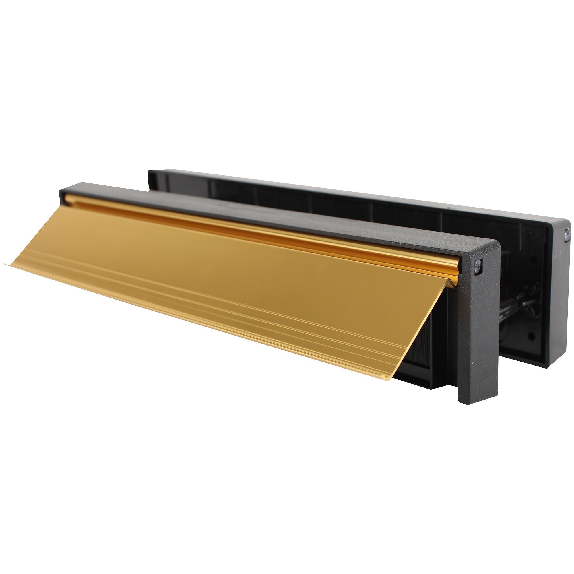 Diall Gold effect Aluminium Letterbox with sleeve (H)67mm (W)305mm