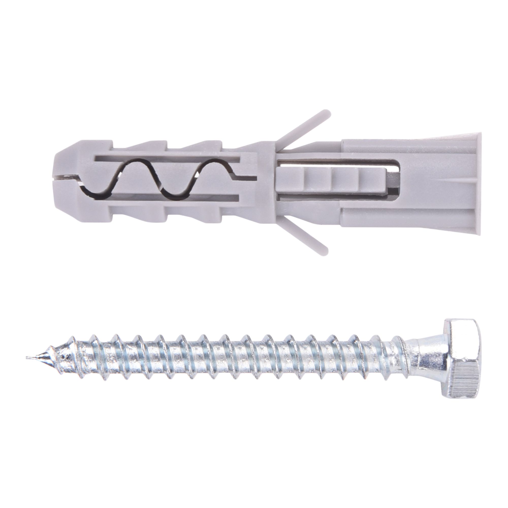 Diall Grey Multi-purpose screw & wall plug (Dia)10mm (L)50mm, Pack of 5