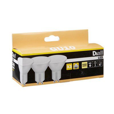 Diall GU10 4.7W 340lm Reflector LED Light bulb, Pack of 3