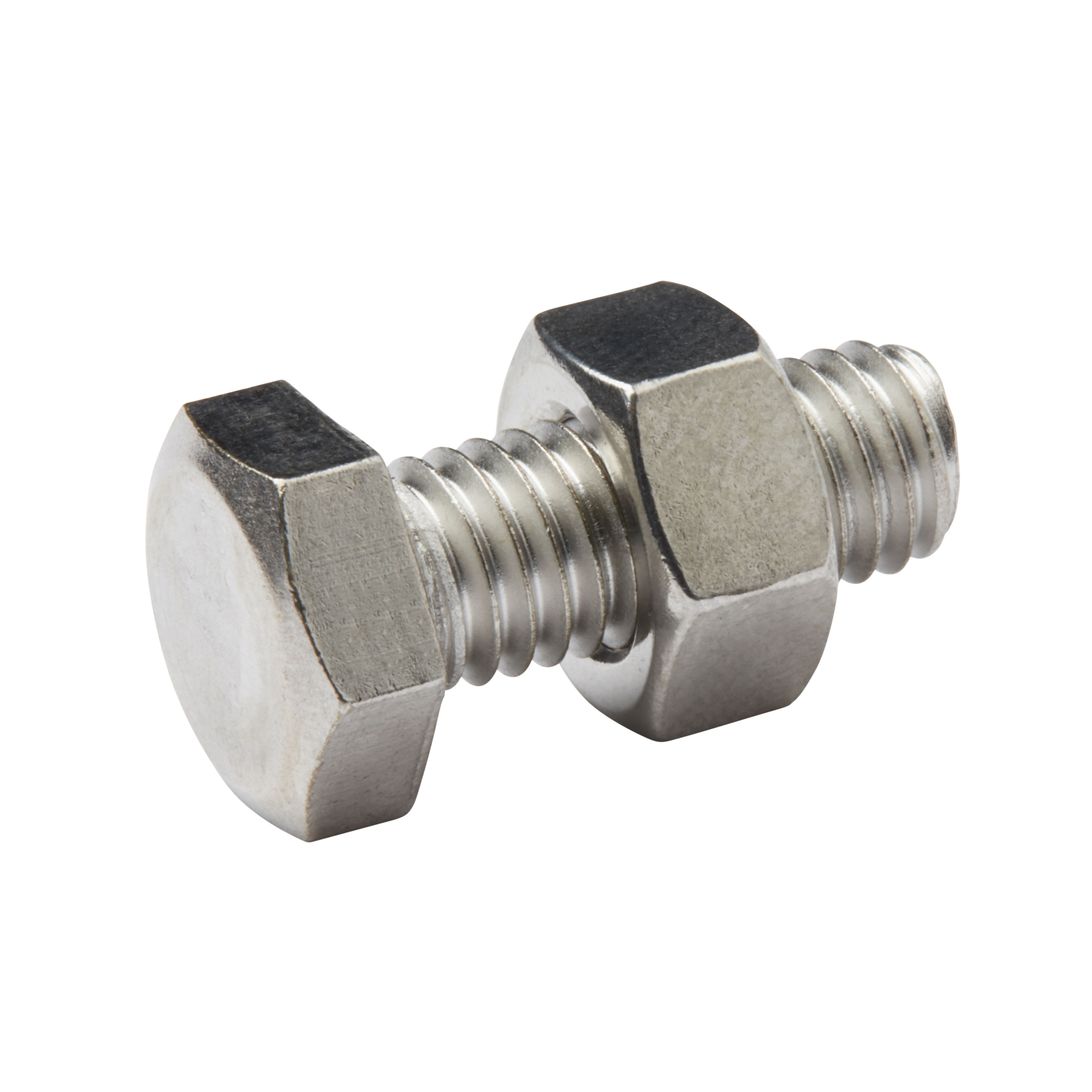 Diall M8 Hex Stainless steel Bolt & nut (L)20mm (Dia)8mm, Pack of 10