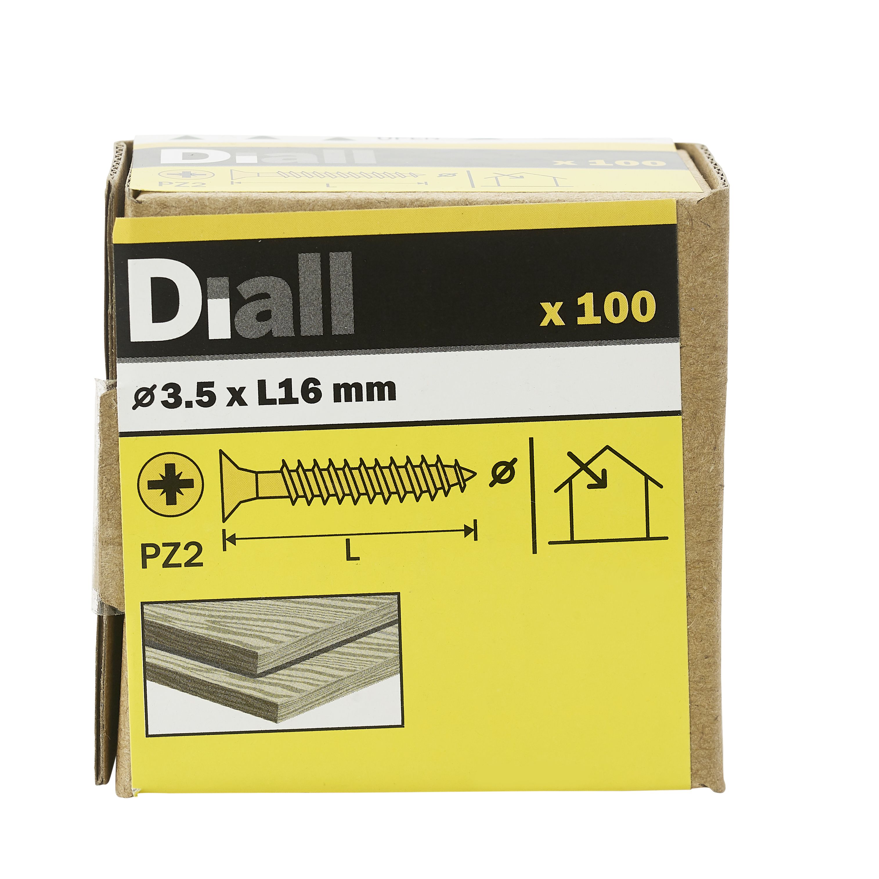 Diall PZ Double-countersunk Yellow-passivated Steel Wood screw (Dia)3 ...