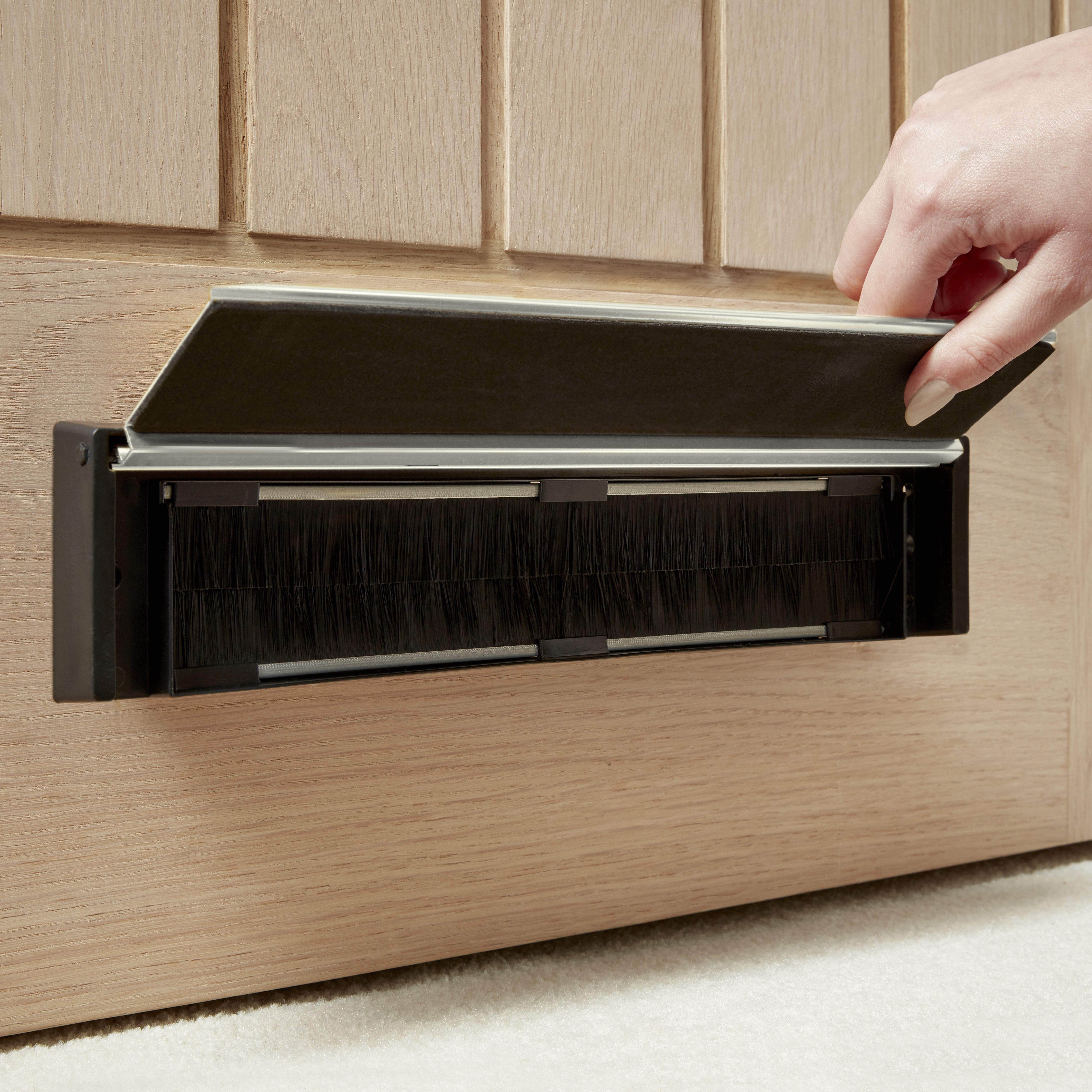 Diall Silver effect Aluminium Letterbox with sleeve (H)67mm (W)305mm