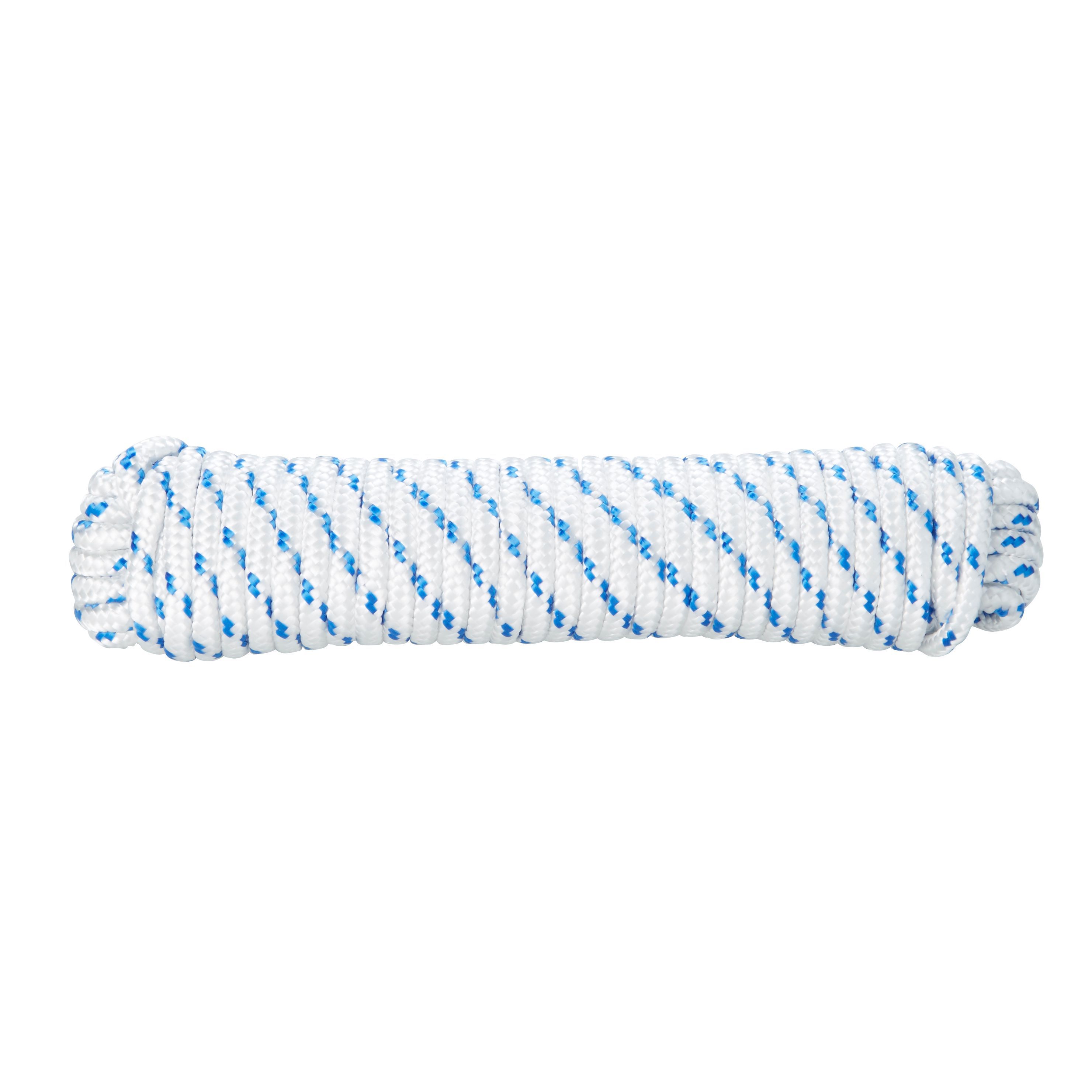 Diall White & blue Polypropylene (PP) Braided rope, (L)15m (Dia)8mm ...