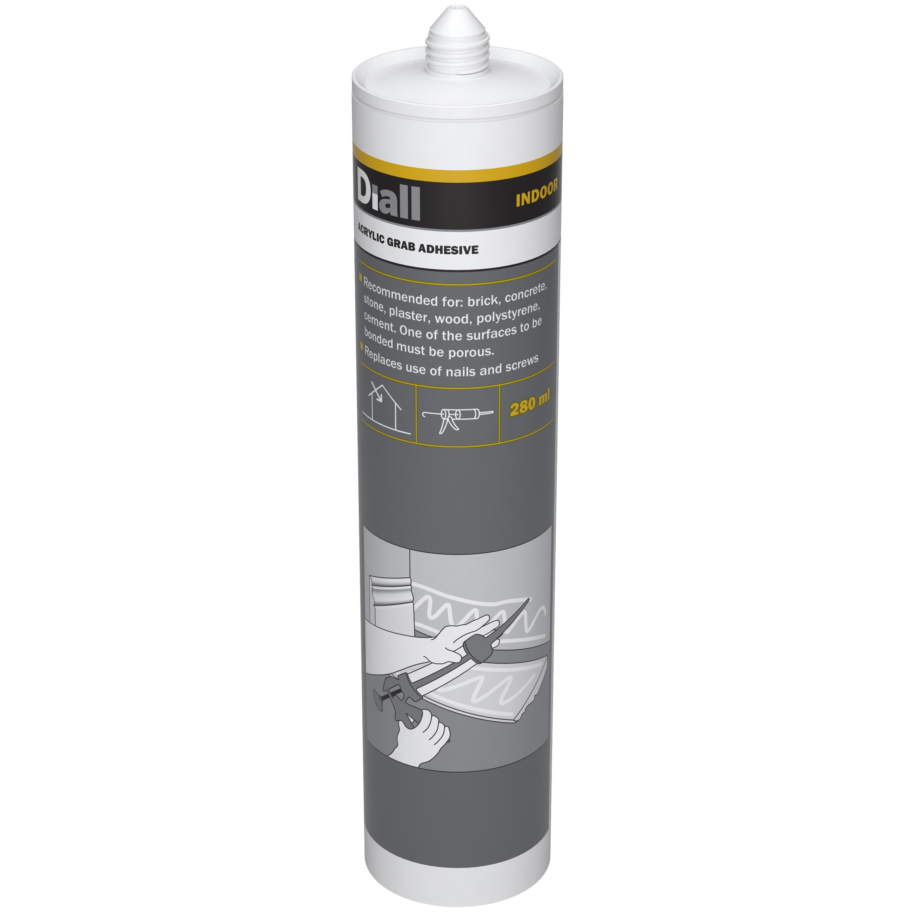 Diall White Multi-purpose Grab adhesive 280ml, Pack of 3