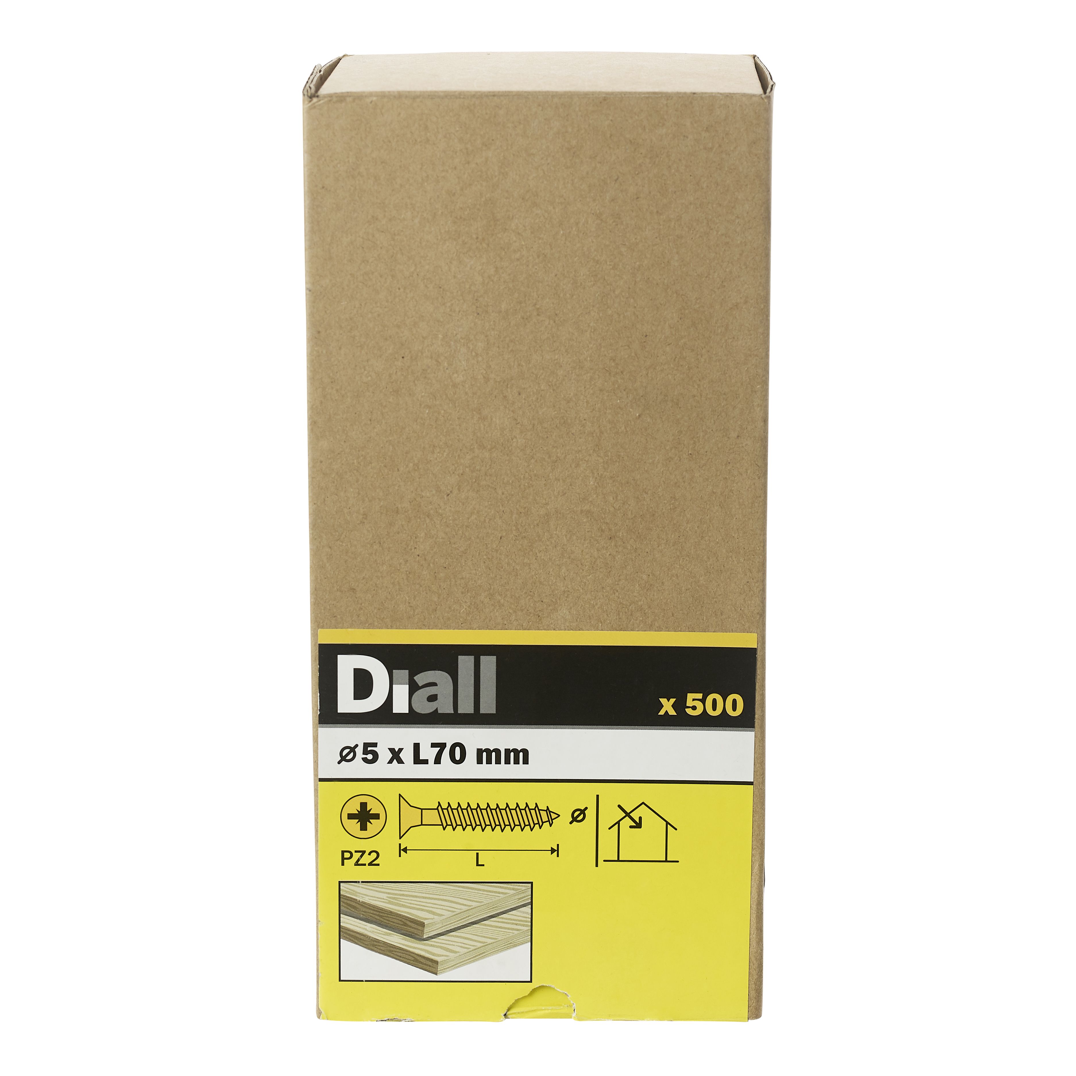 Diall Yellow-passivated Carbon steel Screw (Dia)5mm (L)70mm, Pack of ...
