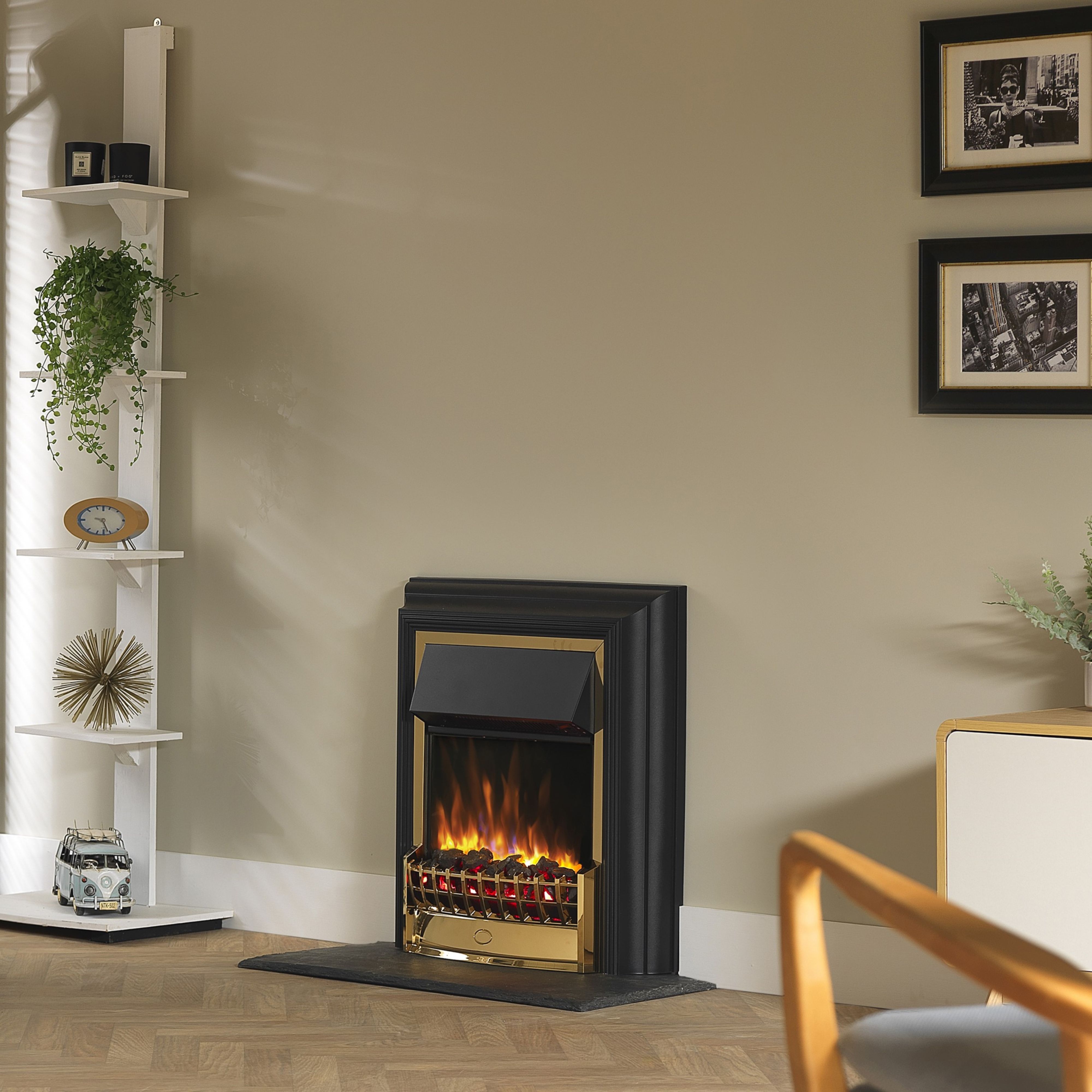 Dimplex Cheriton Deluxe 2kW Gloss Brass effect Freestanding Electric Fire