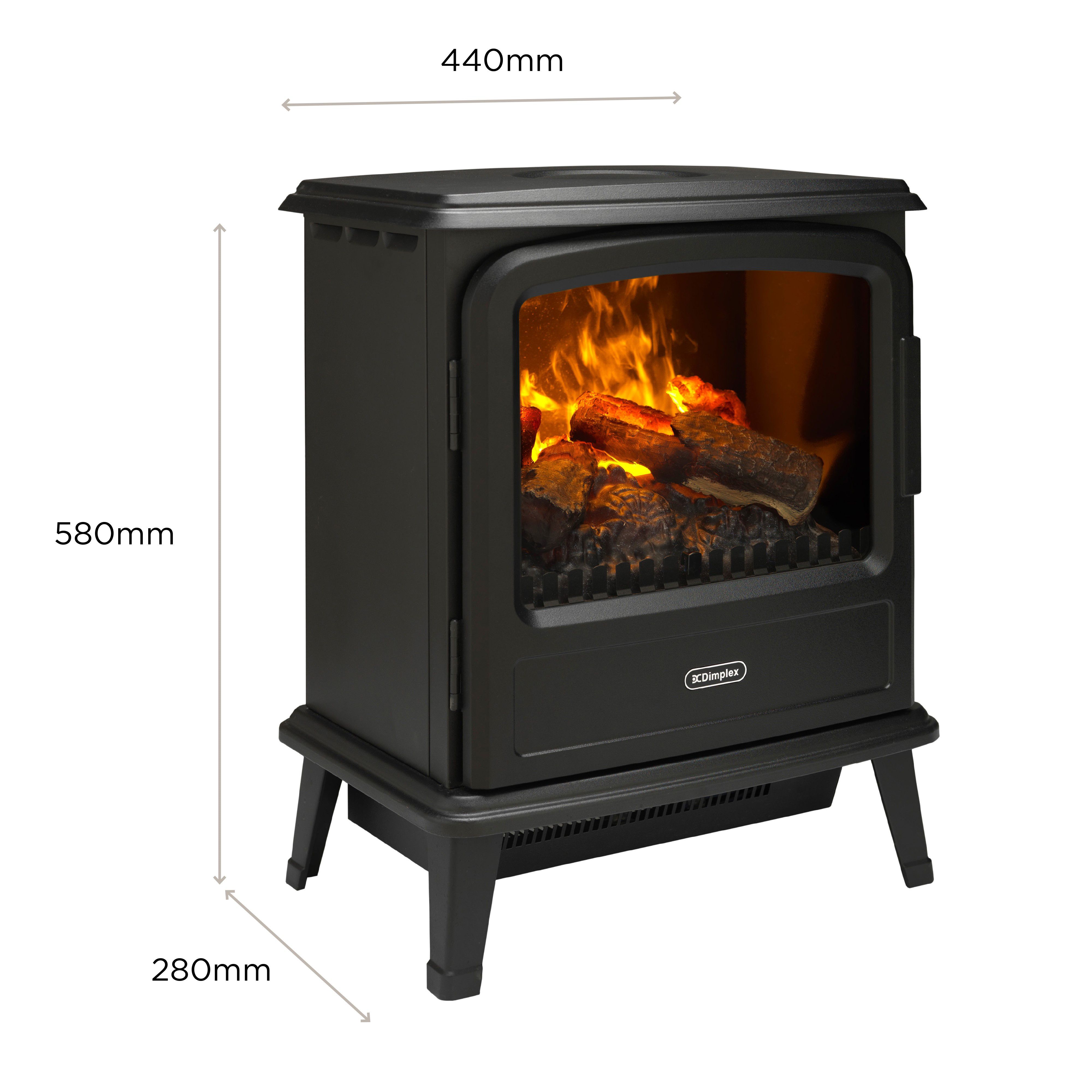 Dimplex Evandale 2000W Matt Black Cast iron effect Electric Stove (H ...
