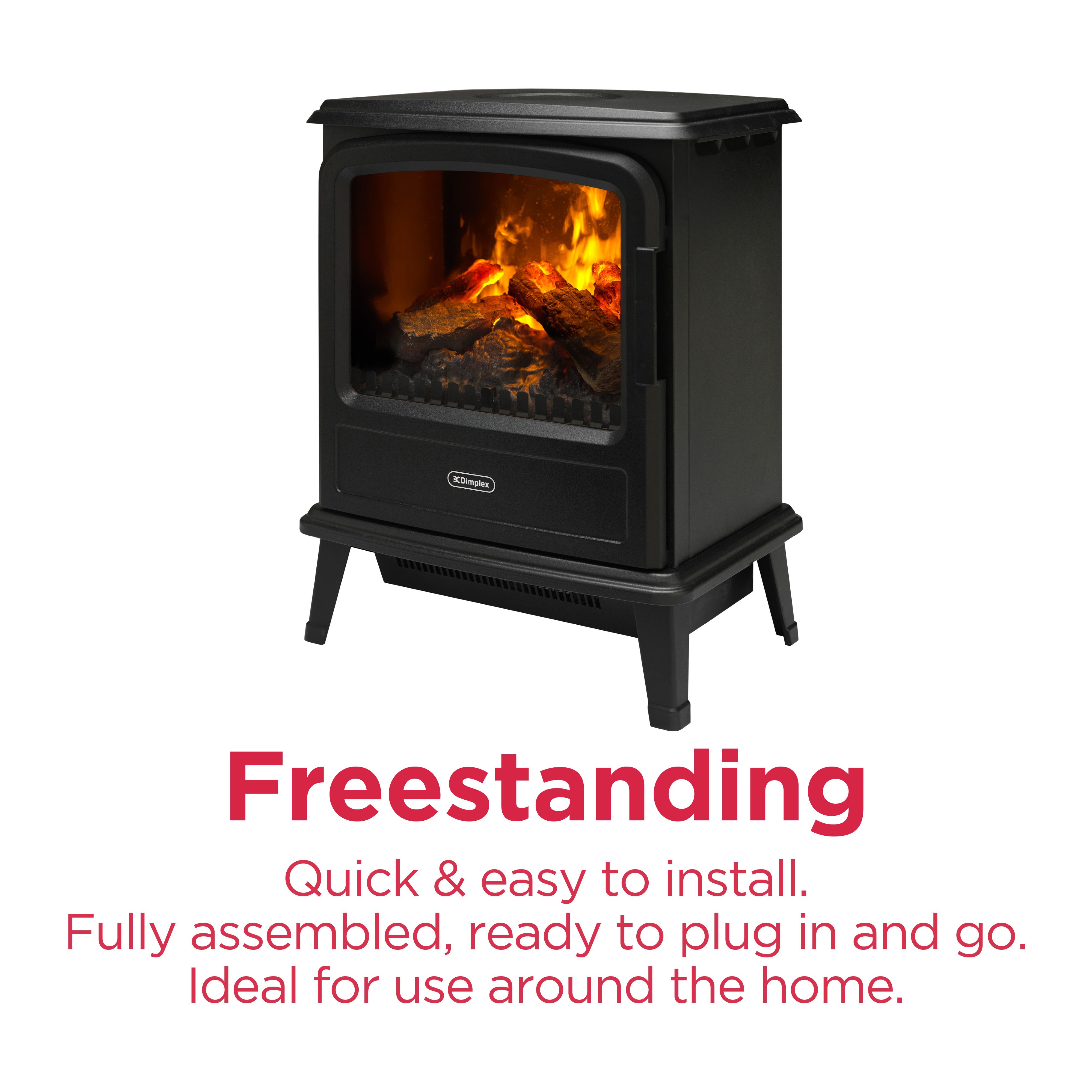 Dimplex Evandale 2000W Matt Black Cast iron effect Electric Stove (H ...