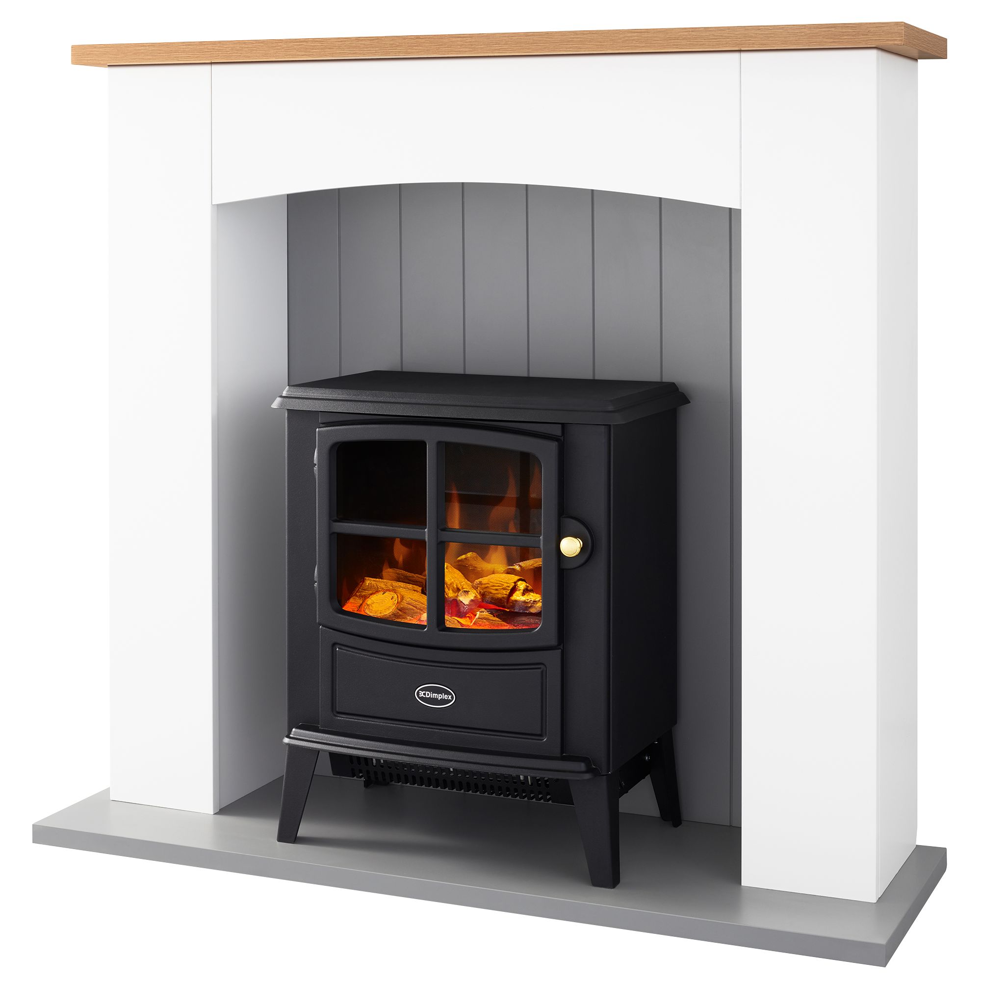 Dimplex Oakmead optiflame White & grey Ivory effect Freestanding & wall ...