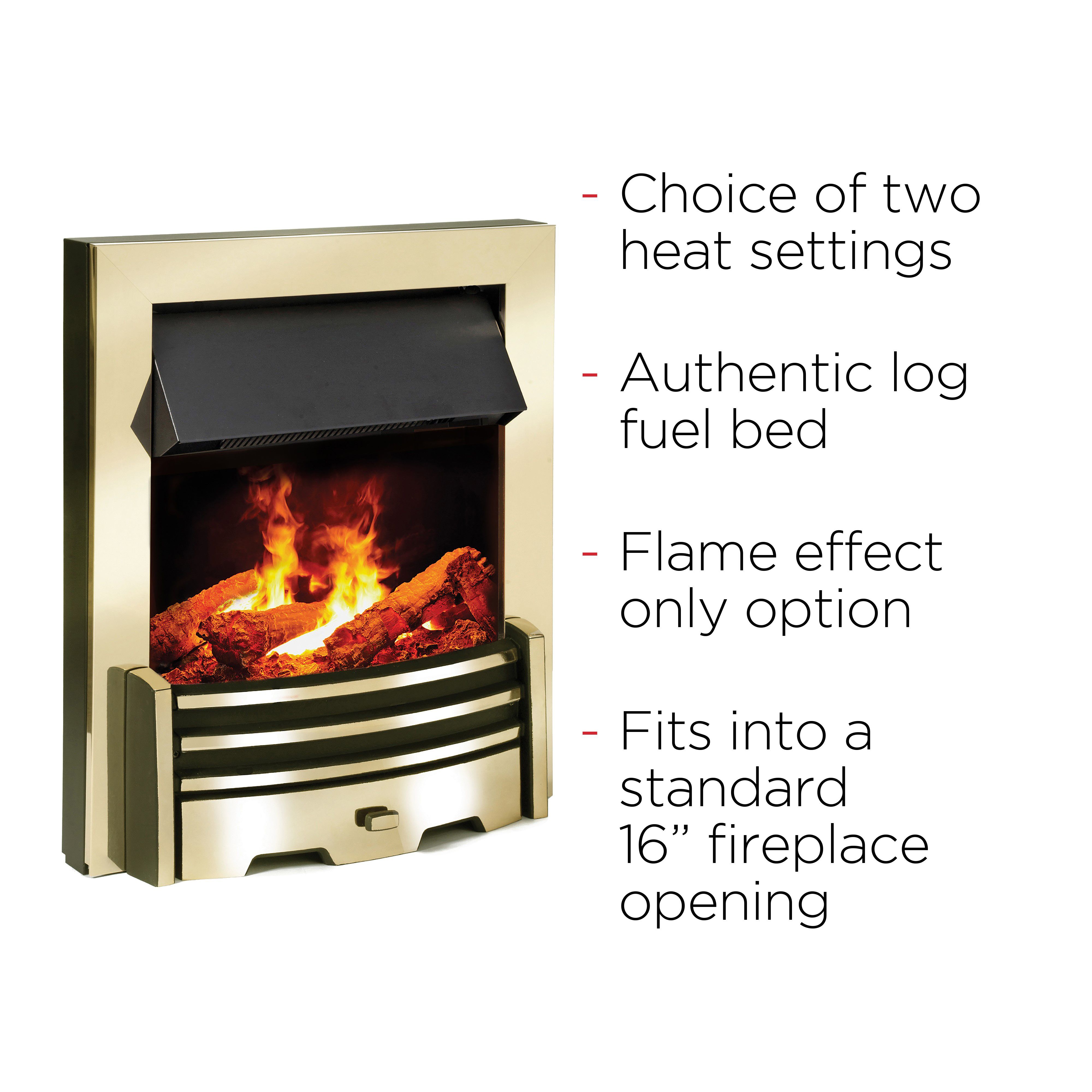 Dimplex Opti-myst 2kW Gloss Brass effect Inset Electric Fire (D)65mm