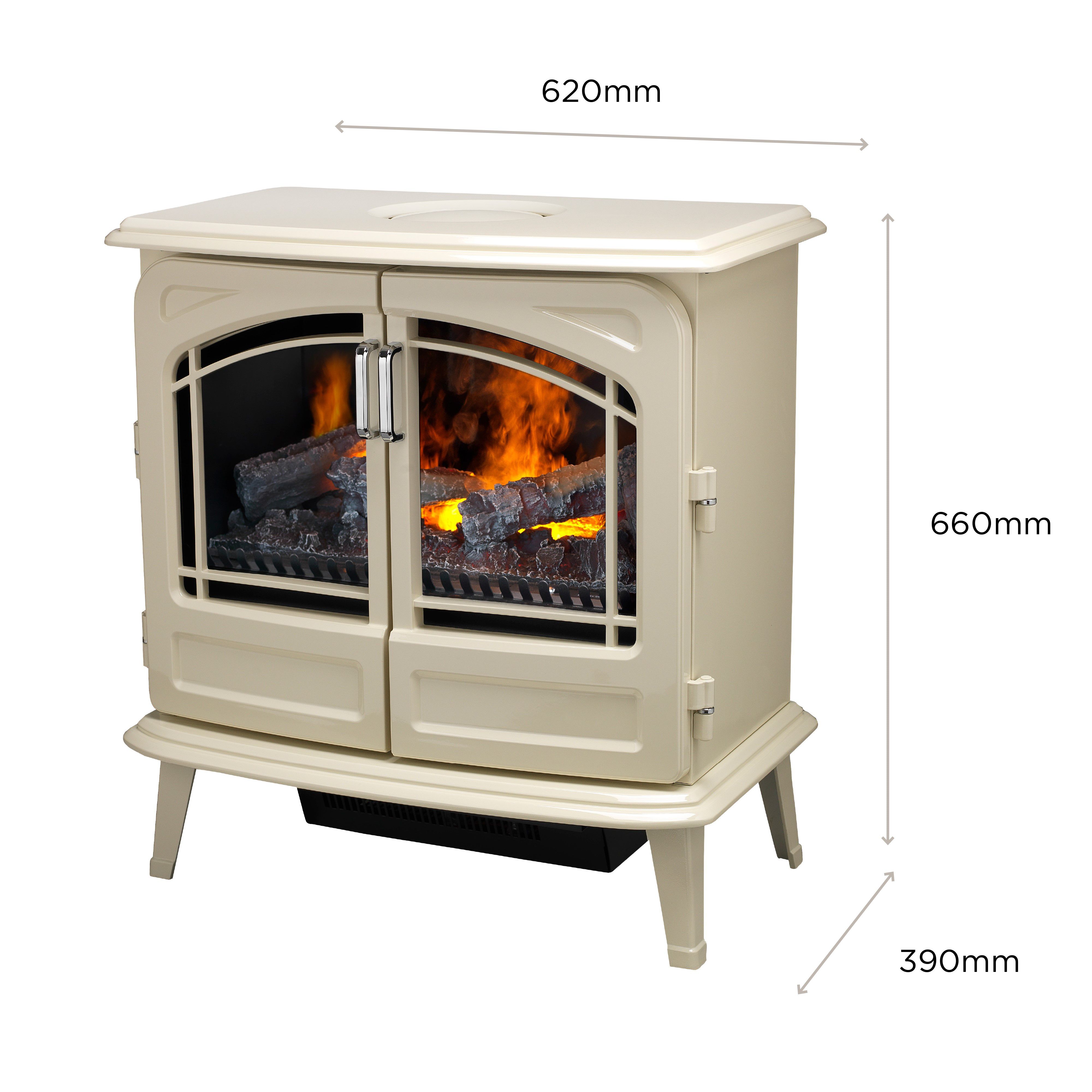 Dimplex Optimyst 2000W Gloss Crème Cast enamel effect Electric Stove (H ...