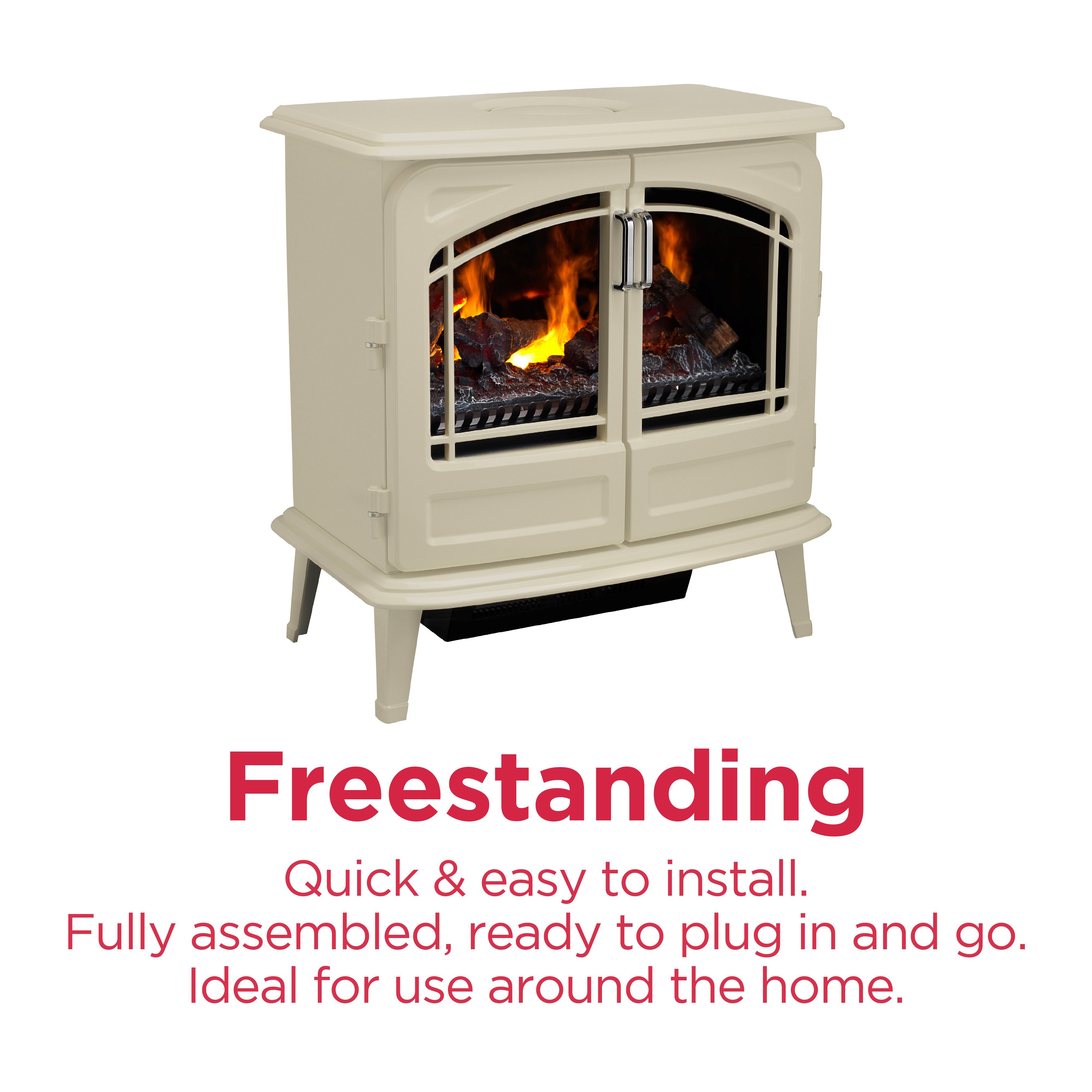 Dimplex Optimyst 2000W Gloss Crème Cast enamel effect Electric Stove (H ...