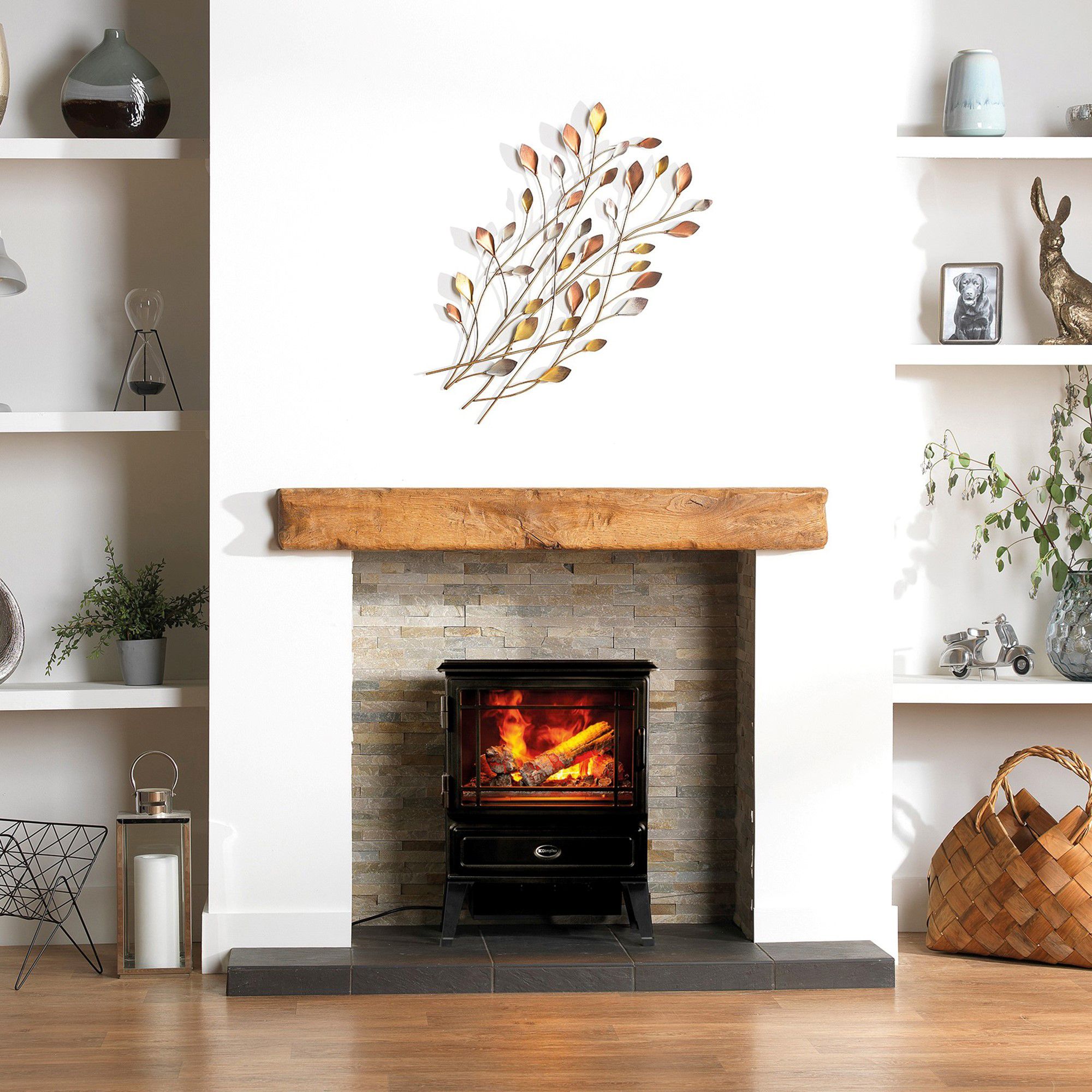 Dimplex Optimyst 2000W Matt Black Cast iron effect Electric Stove (H ...