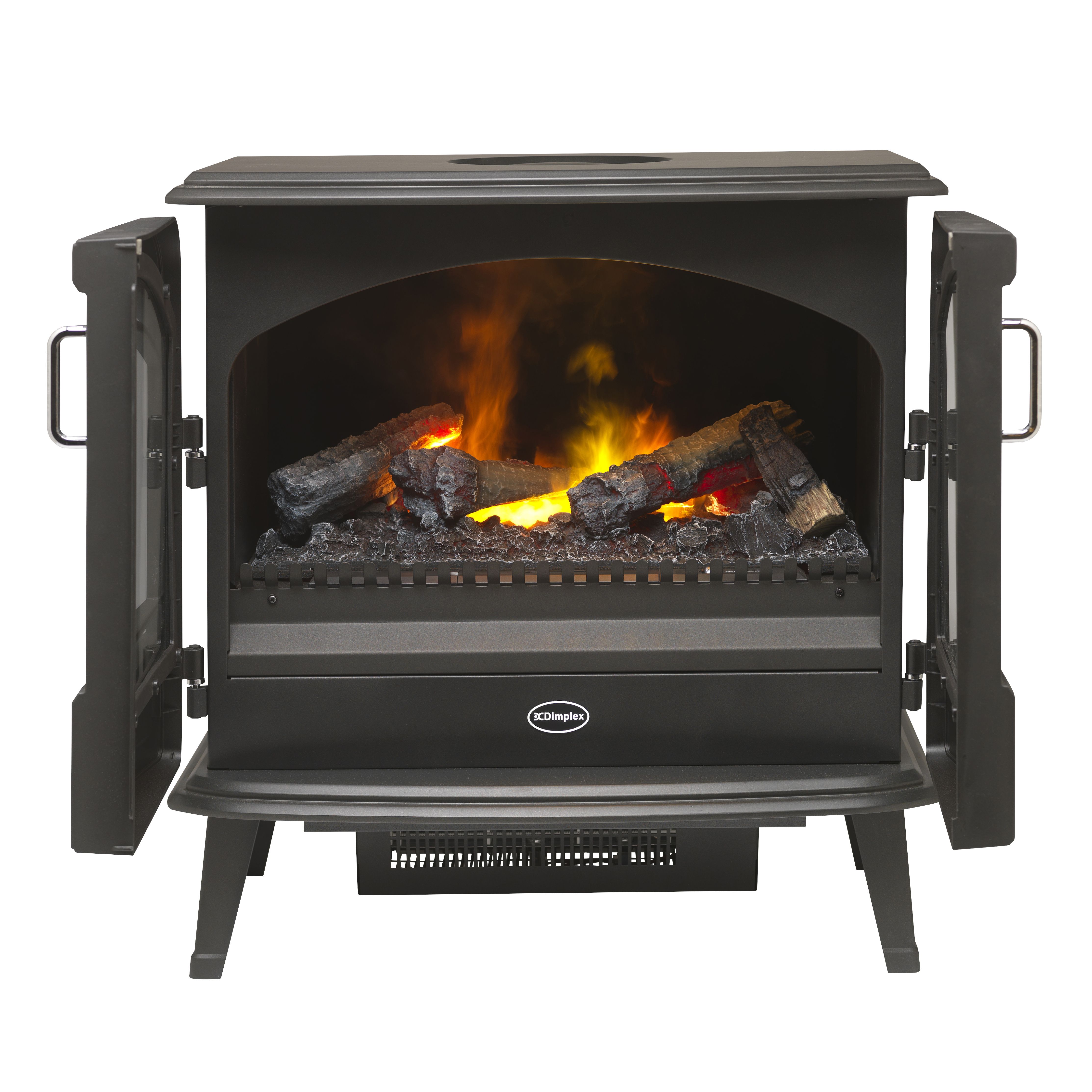 Dimplex Optimyst 2000W Matt Black Cast iron effect Electric Stove (H ...