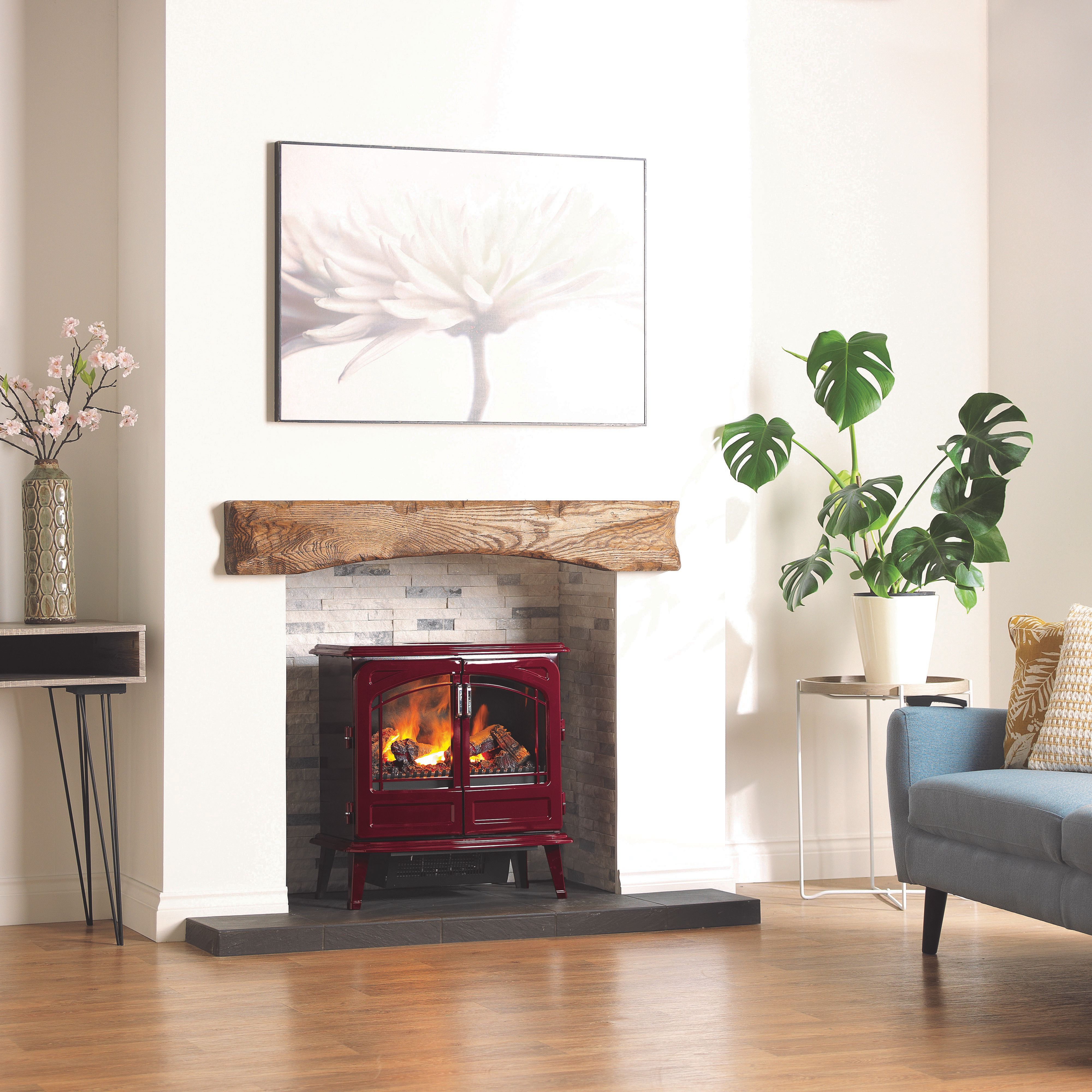 Dimplex Optimyst Grand 2000W Gloss Rouge Cast enamel effect Electric ...