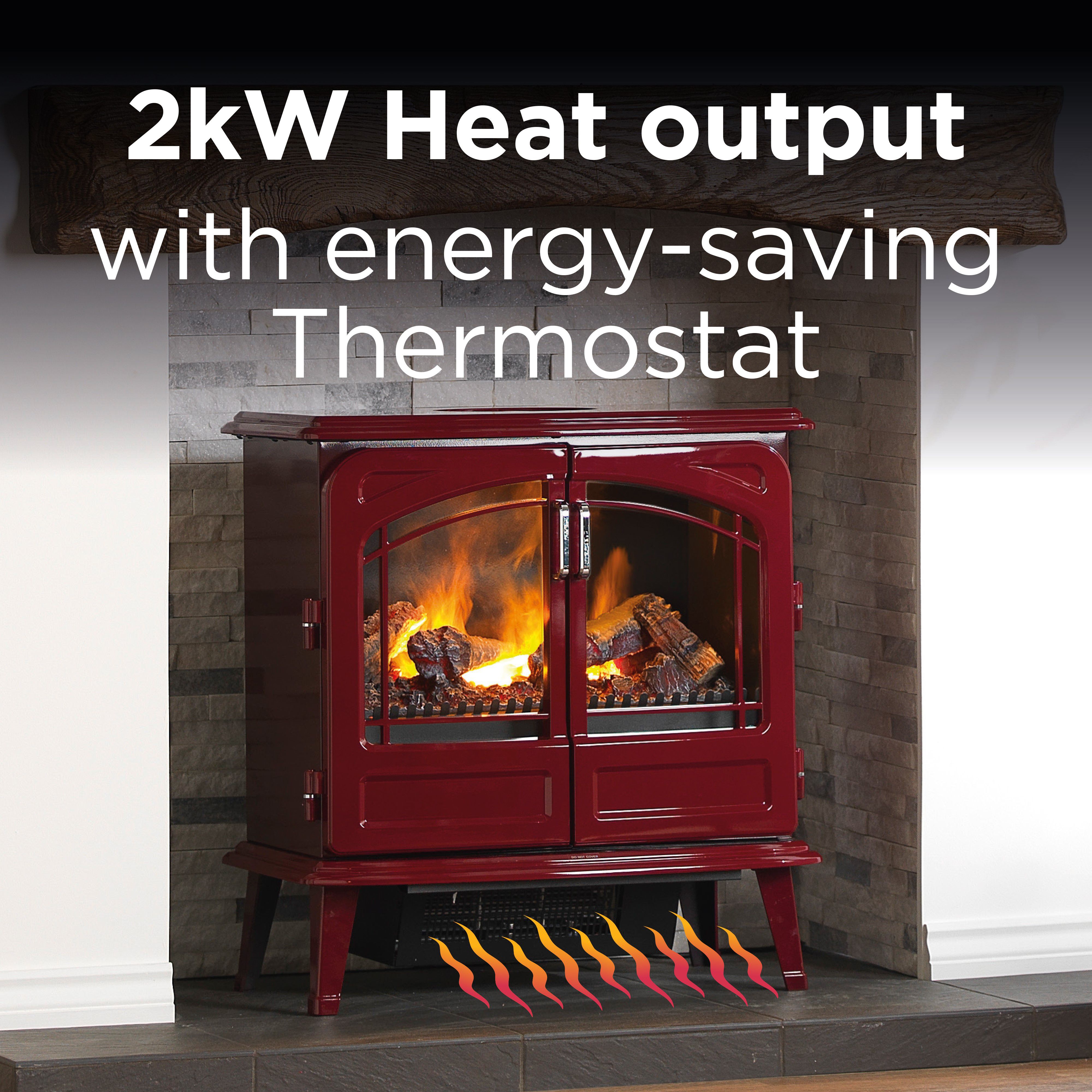 Dimplex Optimyst Grand 2000W Gloss Rouge Cast enamel effect Electric ...