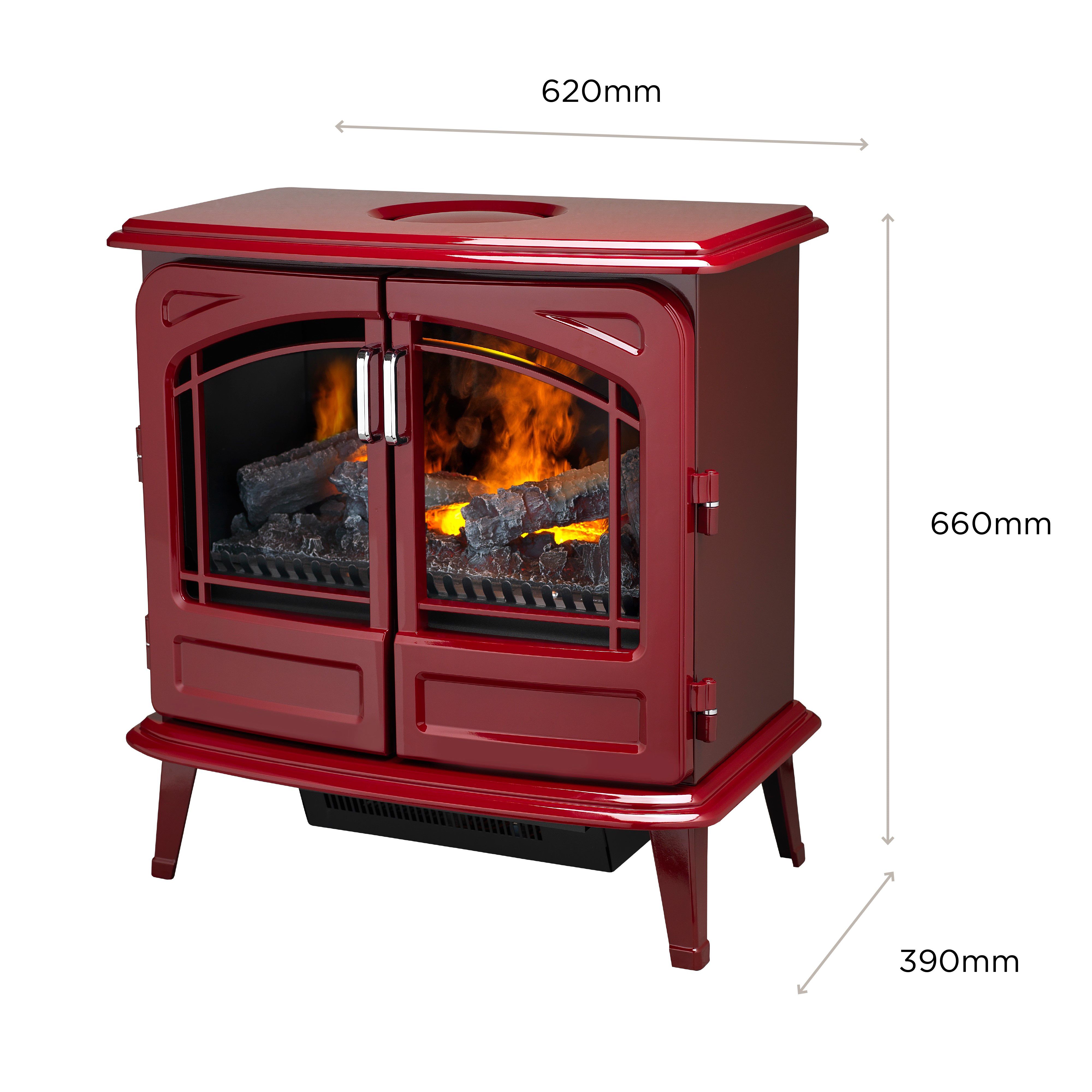 Dimplex Optimyst Grand 2000W Rouge Cast enamel effect Electric Stove (H ...