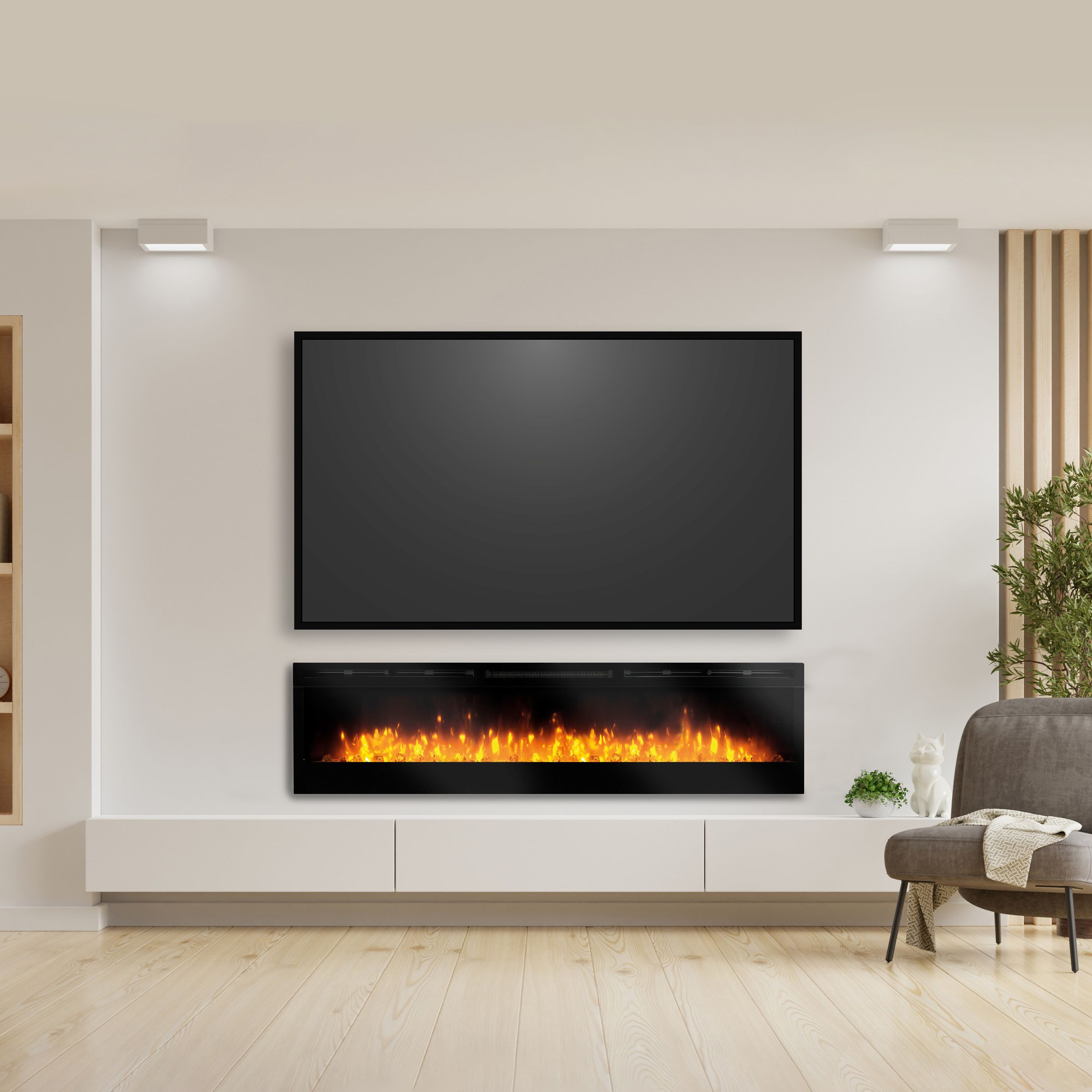Dimplex Prism 74 1.1kW Gloss Black Glass effect Electric Fire (H)457mm ...