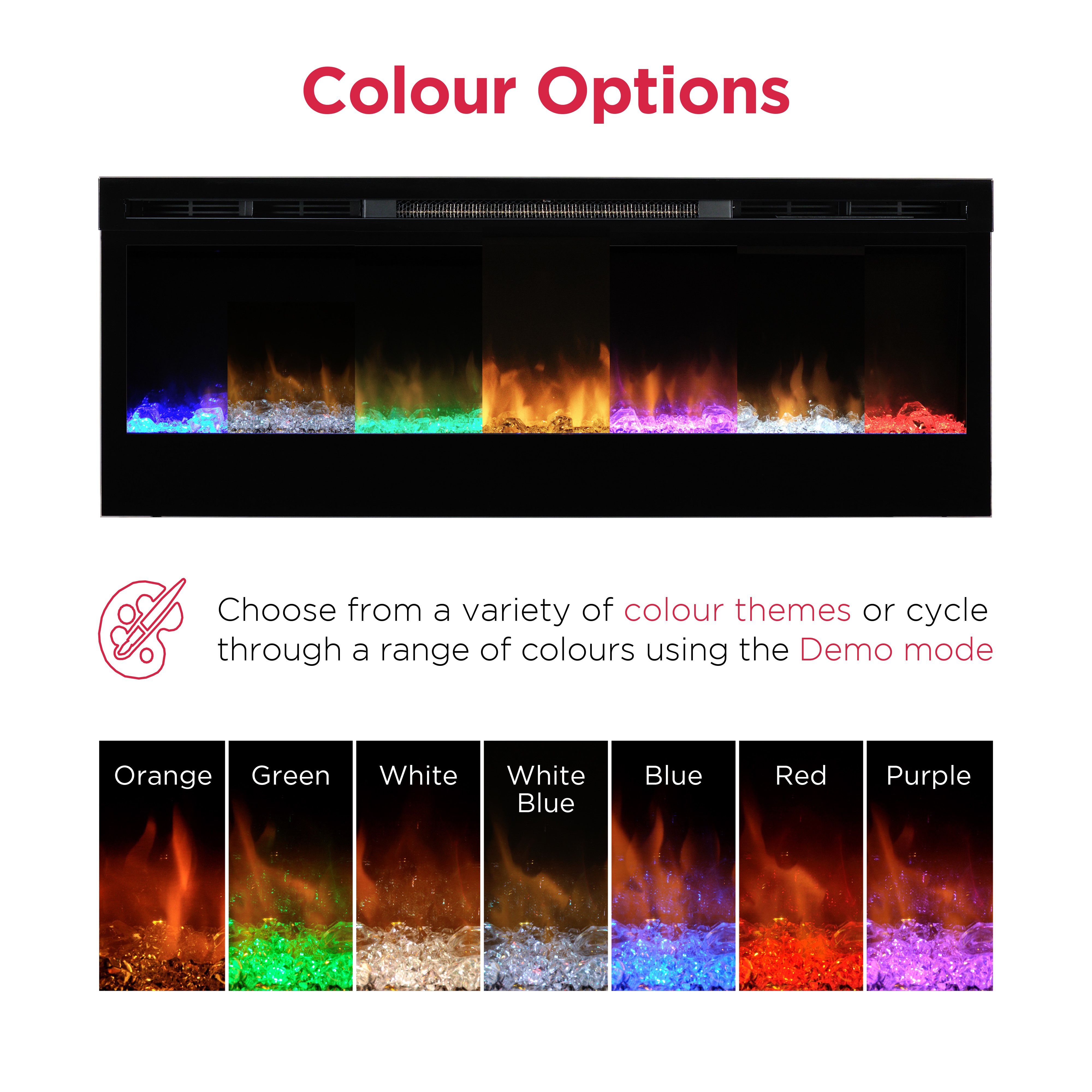 Dimplex Prism 74 1.1kW Gloss Black Glass effect Wall-mounted Electric ...