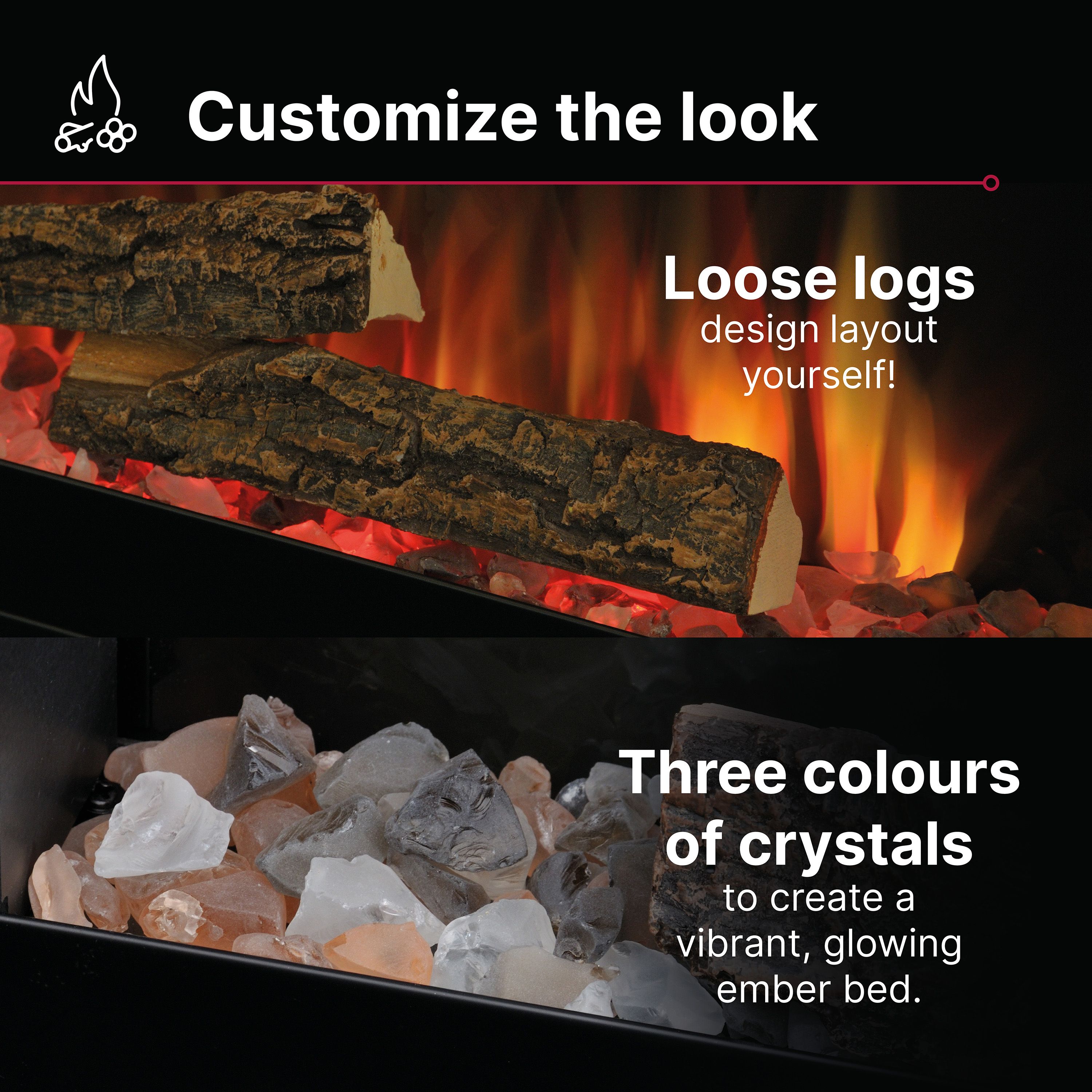 Dimplex Sense 2kW Gloss Black Glass effect Media wall Fire (H)495mm (W ...