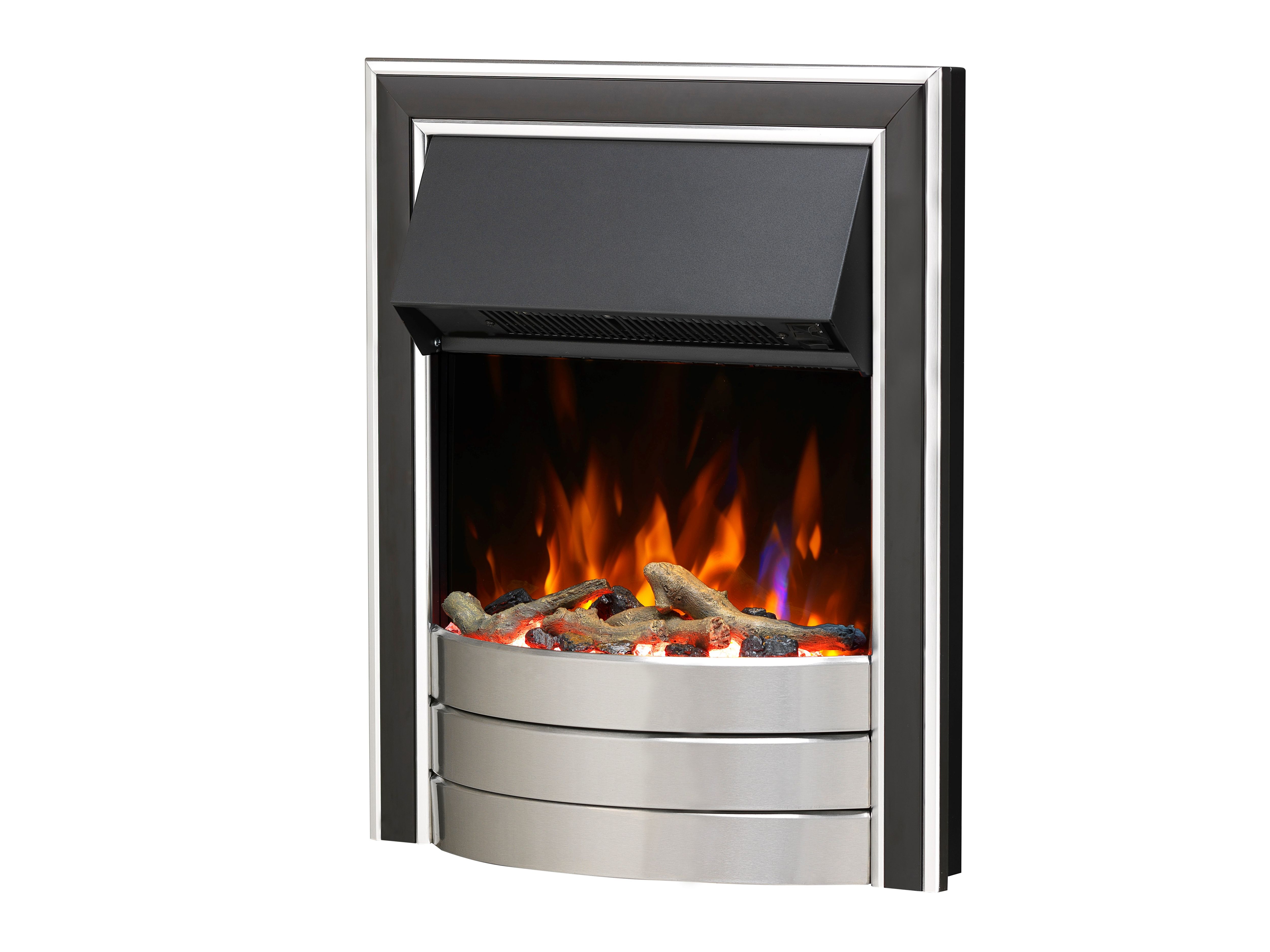 Dimplex Skeldon 2kW Matt Black Chrome effect Inset Electric Fire (H ...