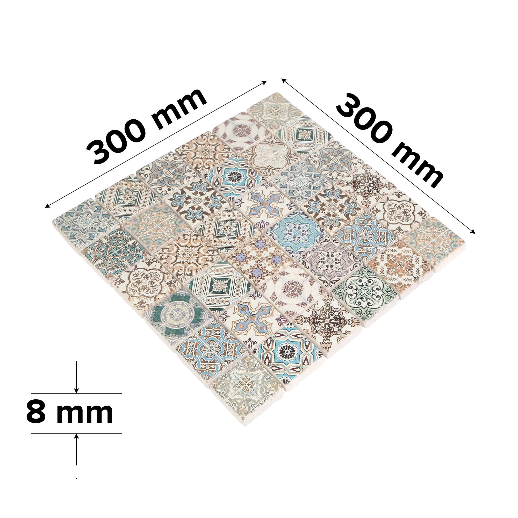 Diriana Multicolour Matt Stone effect Natural stone Mosaic tile sheet ...
