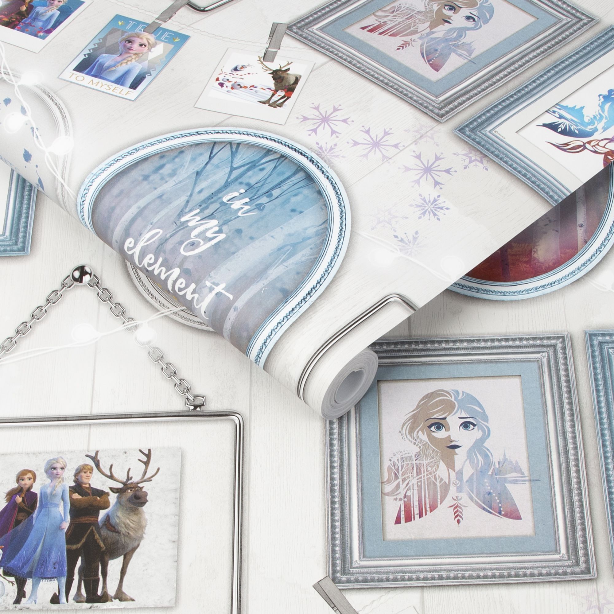 Disney Frozen Multicolour Metallic effect Frames Smooth Wallpaper