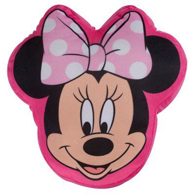 Disney Minnie Mouse Black, pink & white Cushion, (L)34cm x (W)29cm