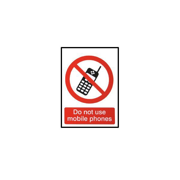 Buy Do not use mobile phones Self-adhesive labels, (H)200mm (W)150mm ...