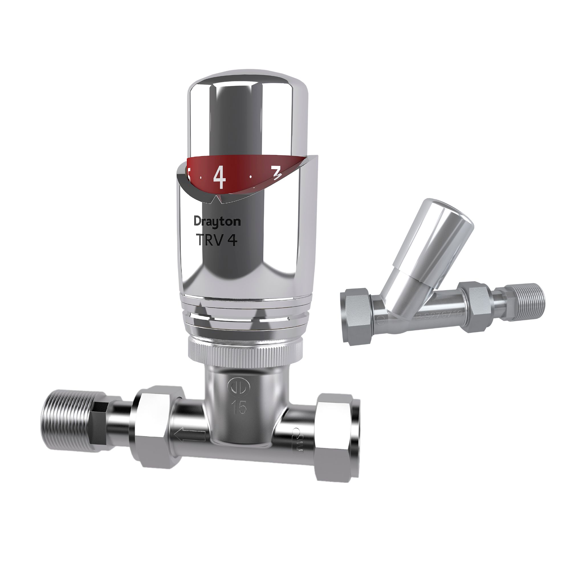 Drayton 07 05 175 Polished Chrome effect Straight Radiator valve ...