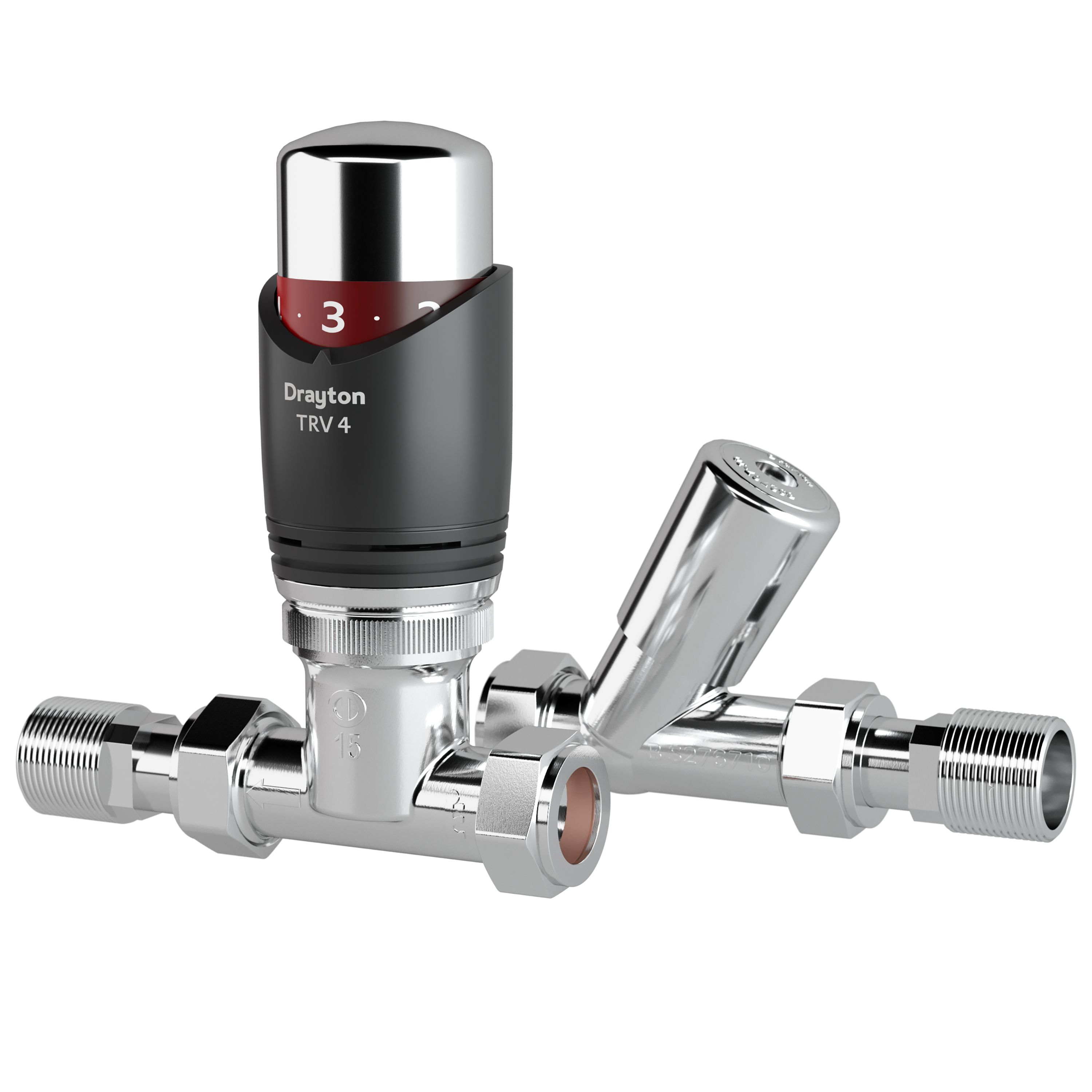 Drayton 07 05 211 Anthracite/chrome Straight Radiator valve ...