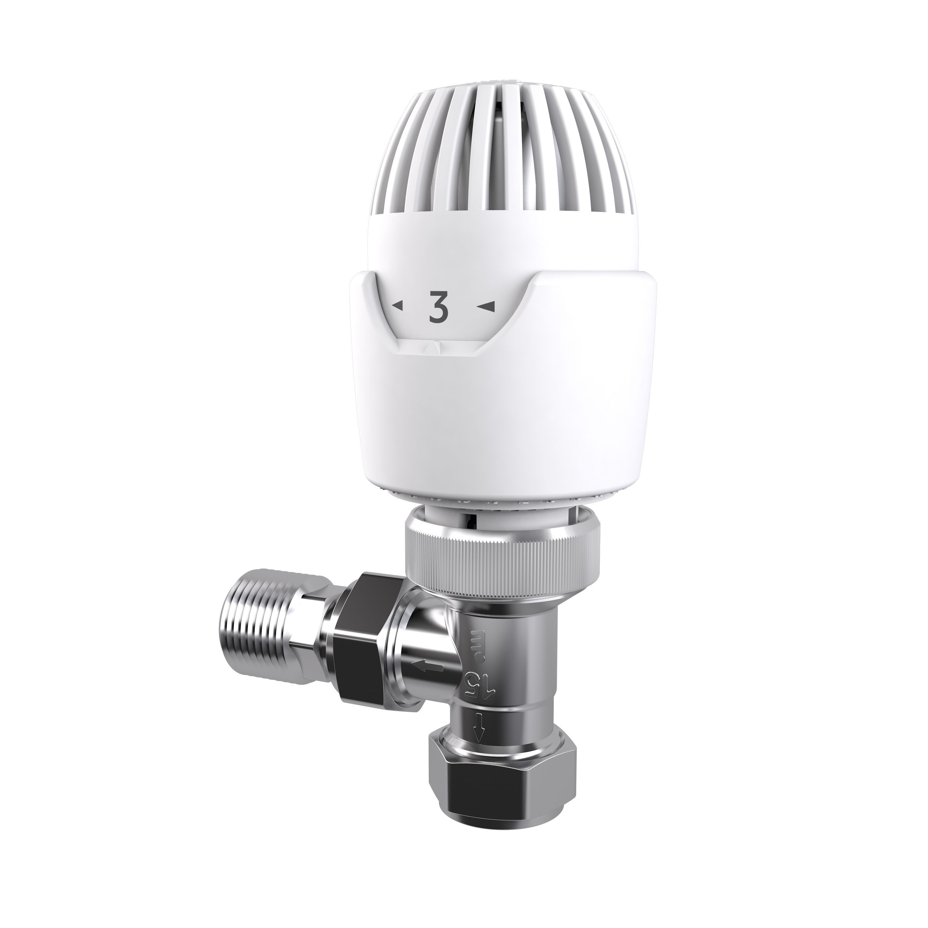 Drayton 08 09 264 White Angled Radiator valve & lockshield (Dia)15mm