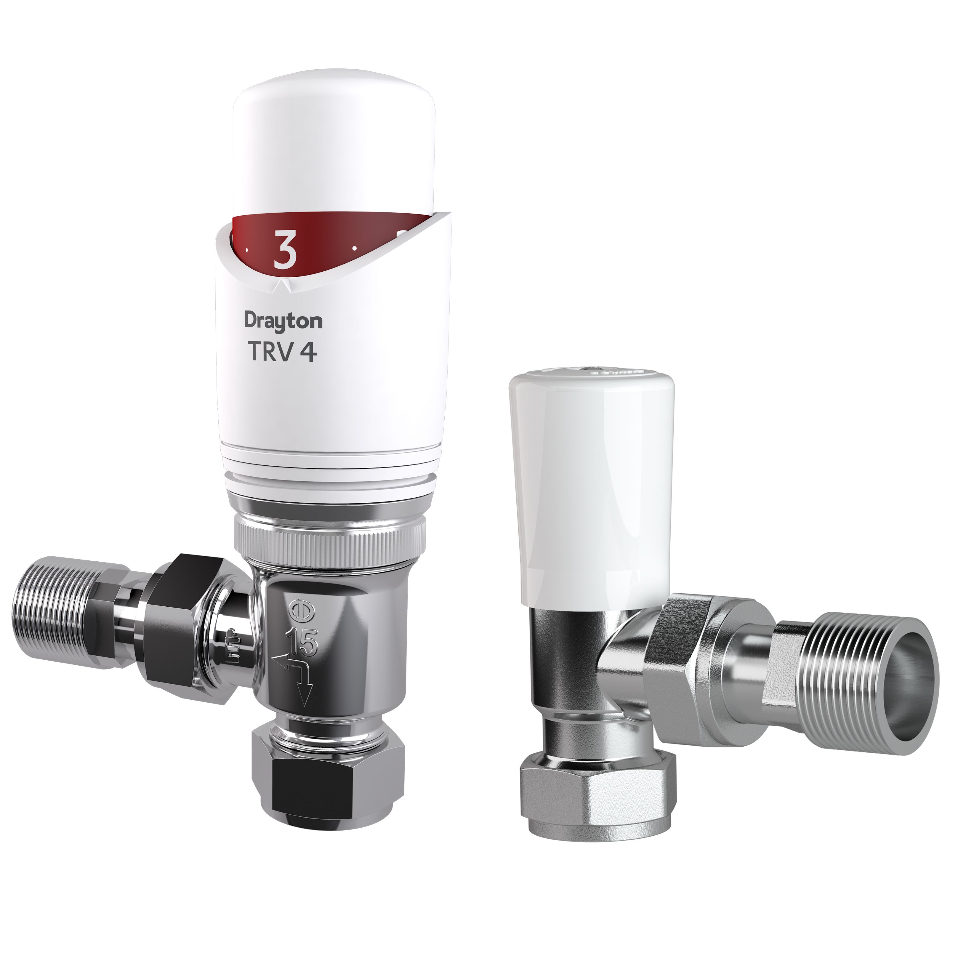 Drayton Angled Radiator valve & lockshield