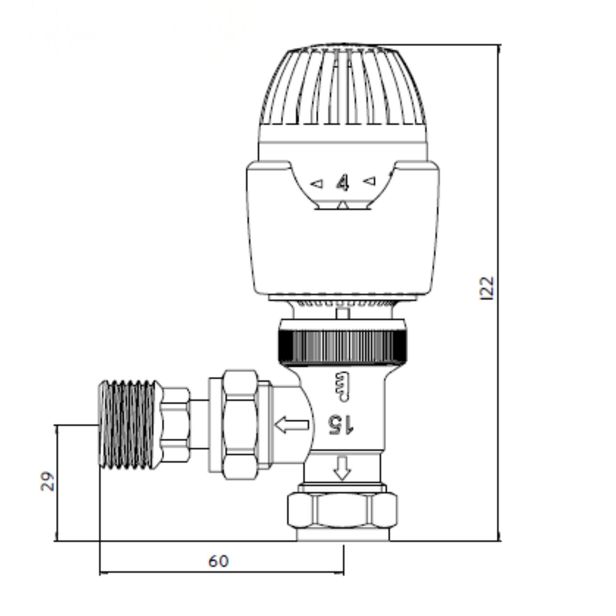 Drayton RT212 White chrome effect Angled Radiator valve & lockshield ...