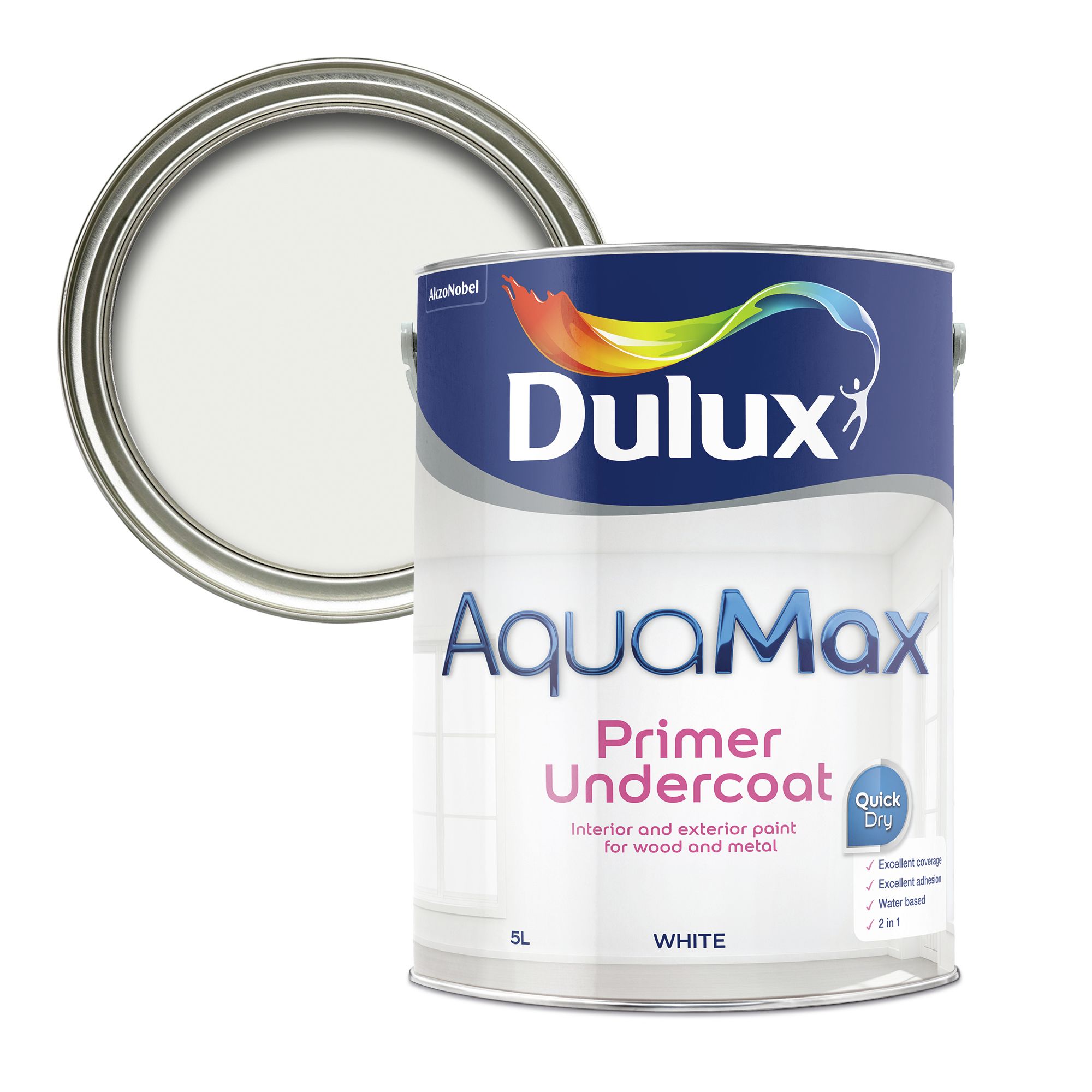 Dulux Aquamax White Metal & wood Primer & undercoat, 5L | DIY at B&Q