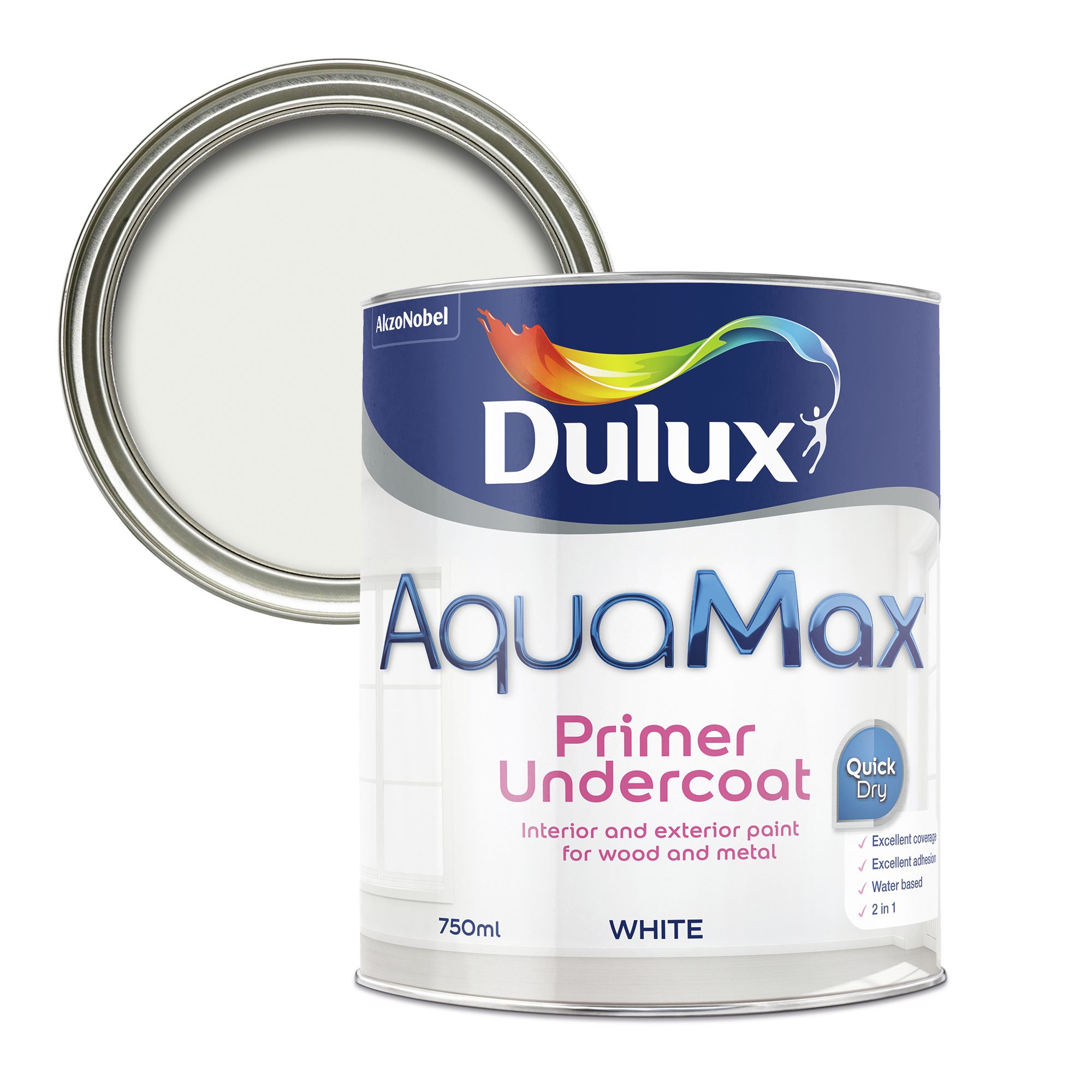 Dulux Aquamax White Metal & wood Primer & undercoat, 750ml
