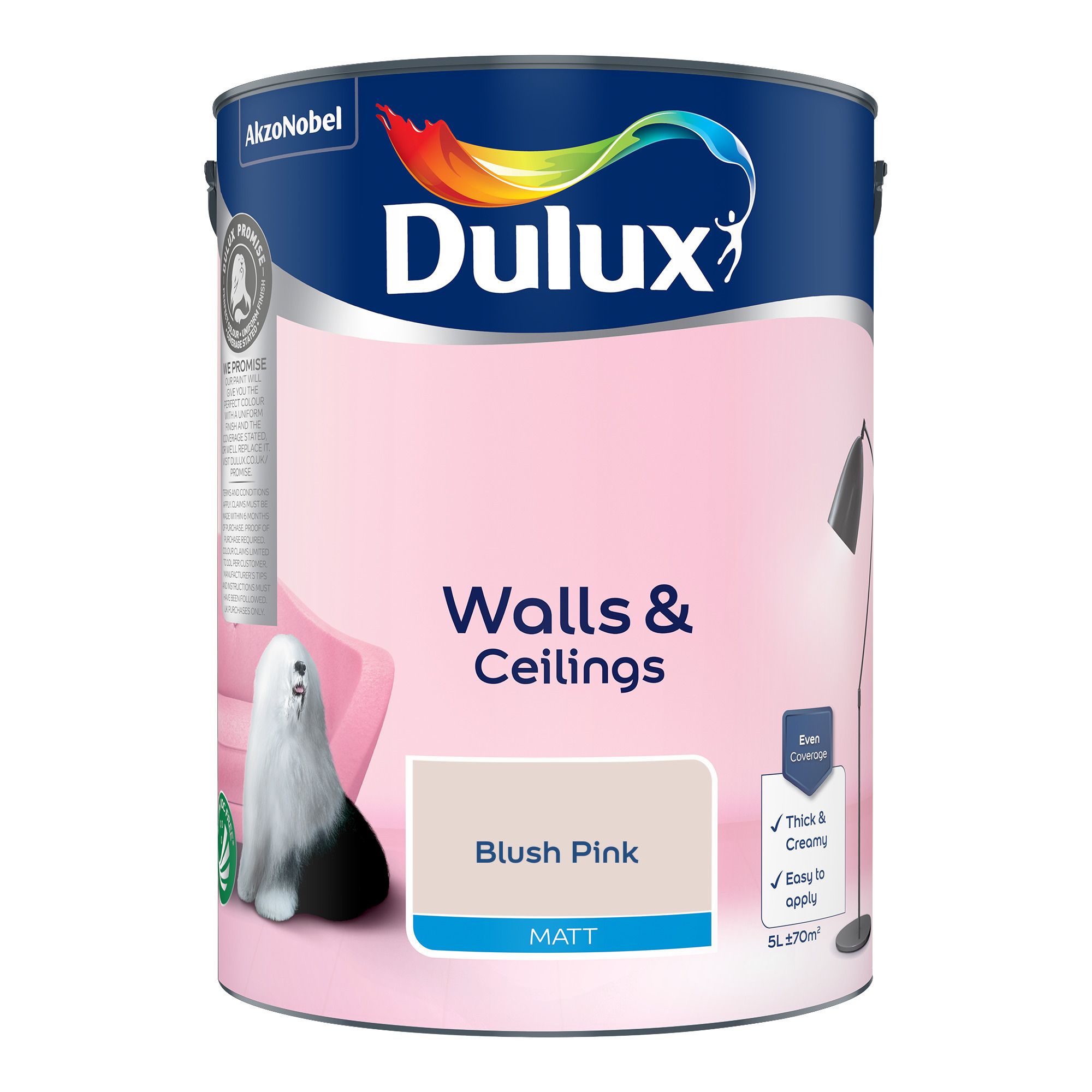 Dulux Blush Pink Matt Wall & ceiling Emulsion paint, 5L