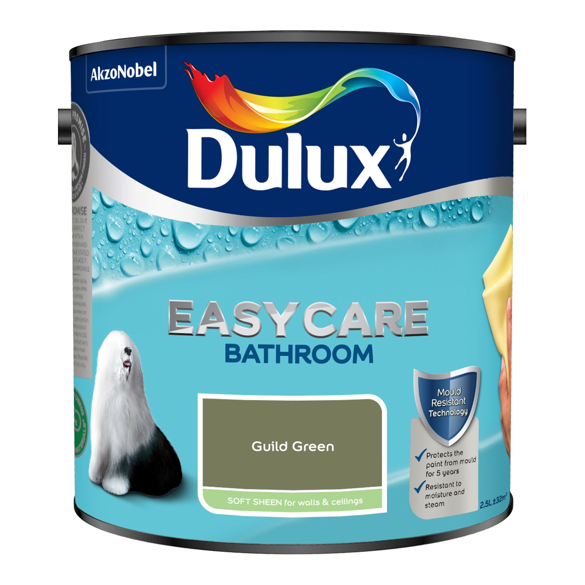 Dulux Easycare Bathroom Guild Green Soft sheen Wall & ceiling Emulsion ...