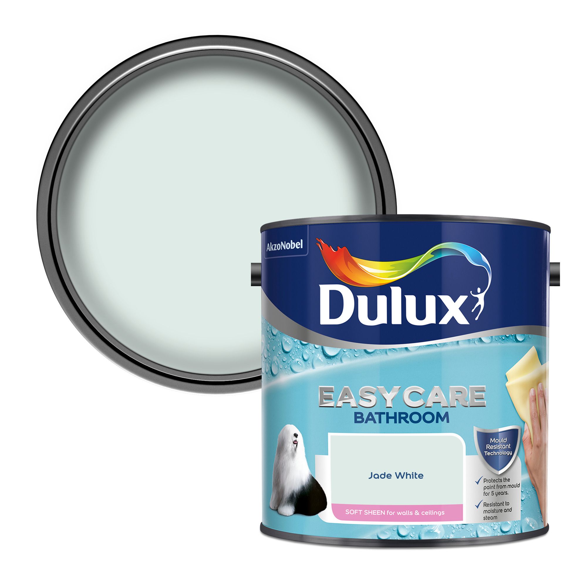 Dulux Easycare Jade white Soft sheen Emulsion paint, 2.5L | DIY at B&Q
