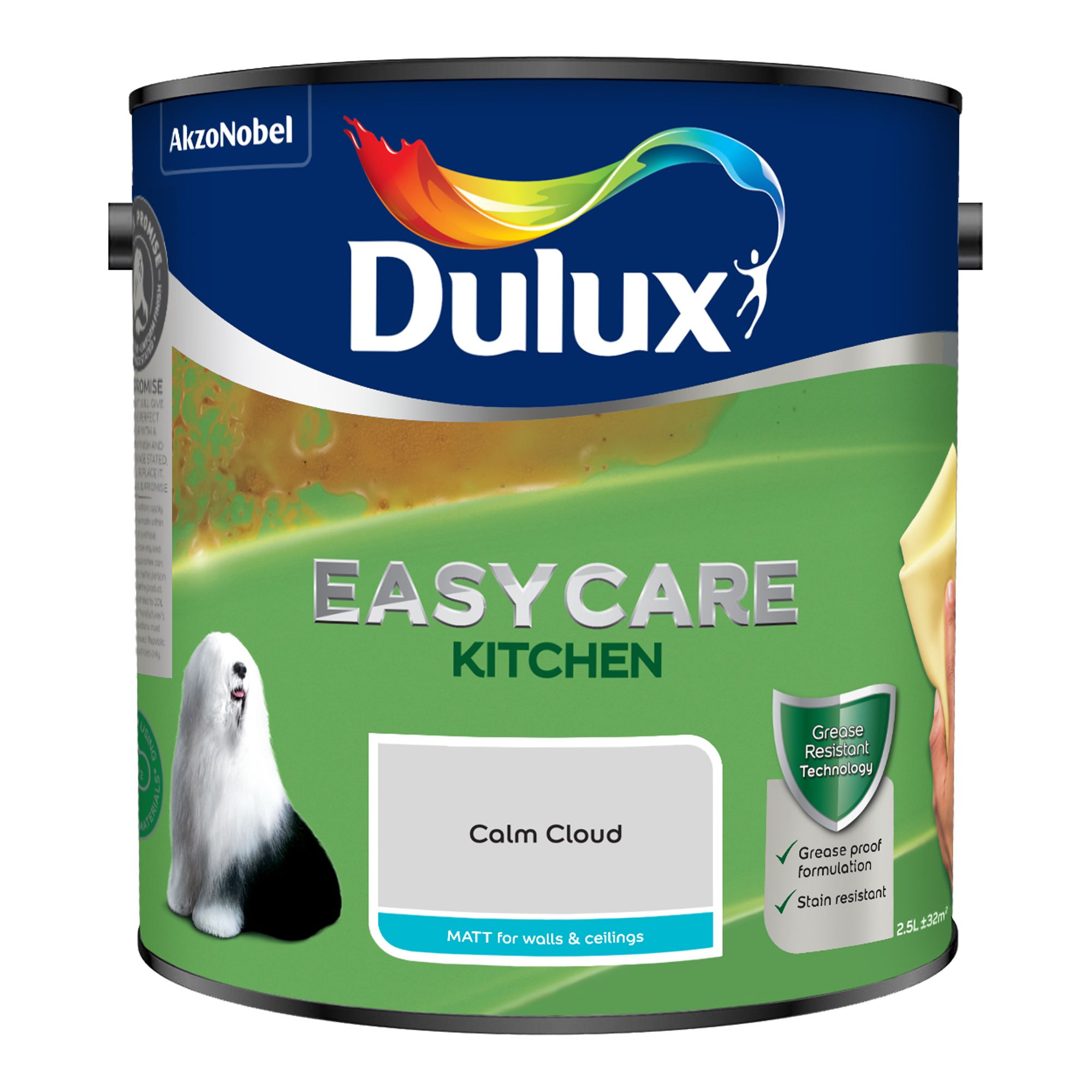 Dulux Easycare Kitchen Calm Cloud Matt Wall & ceiling Emulsion paint, 2.5L