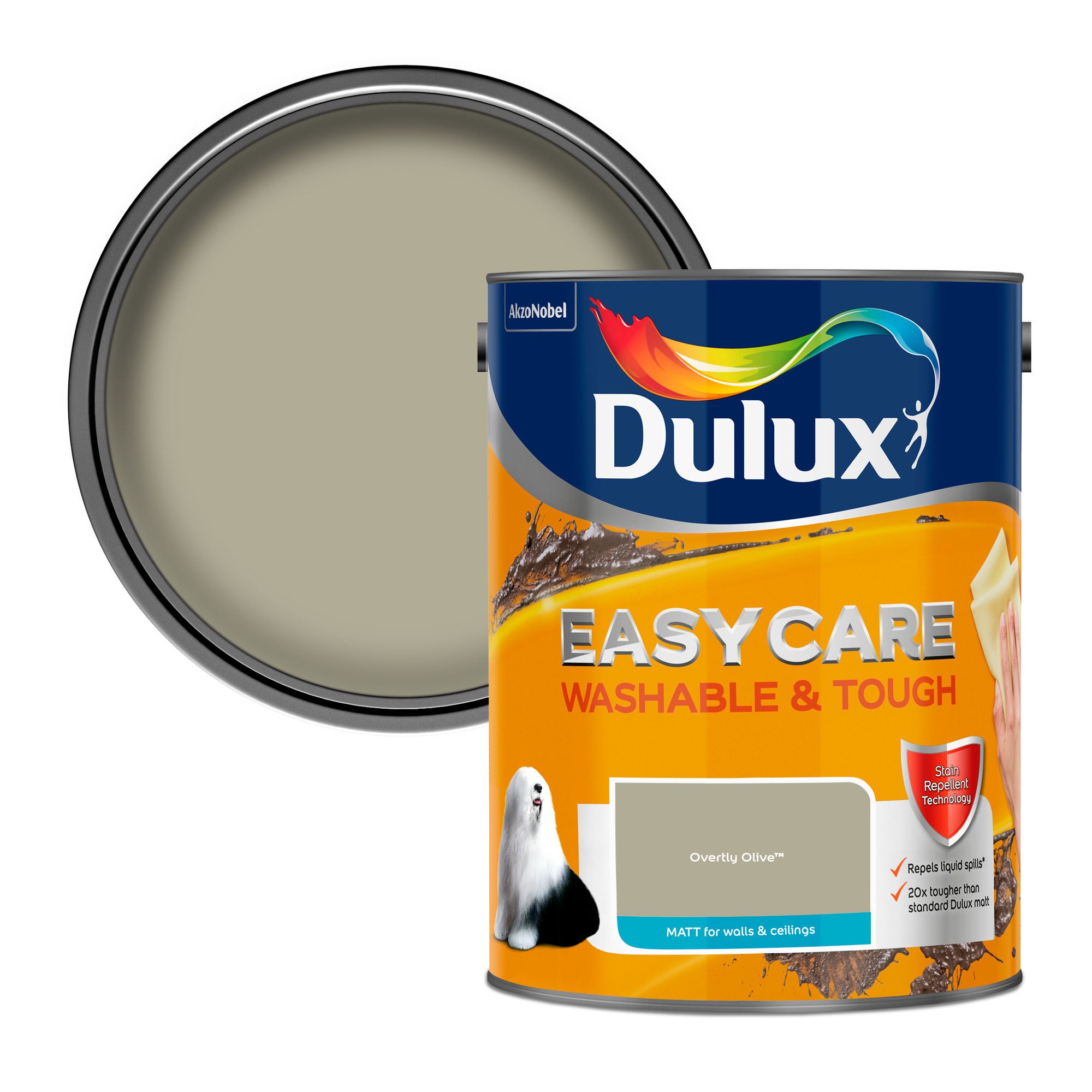 Dulux Easycare Overtly Olive Matt Wall paint, 5L | DIY at B&Q
