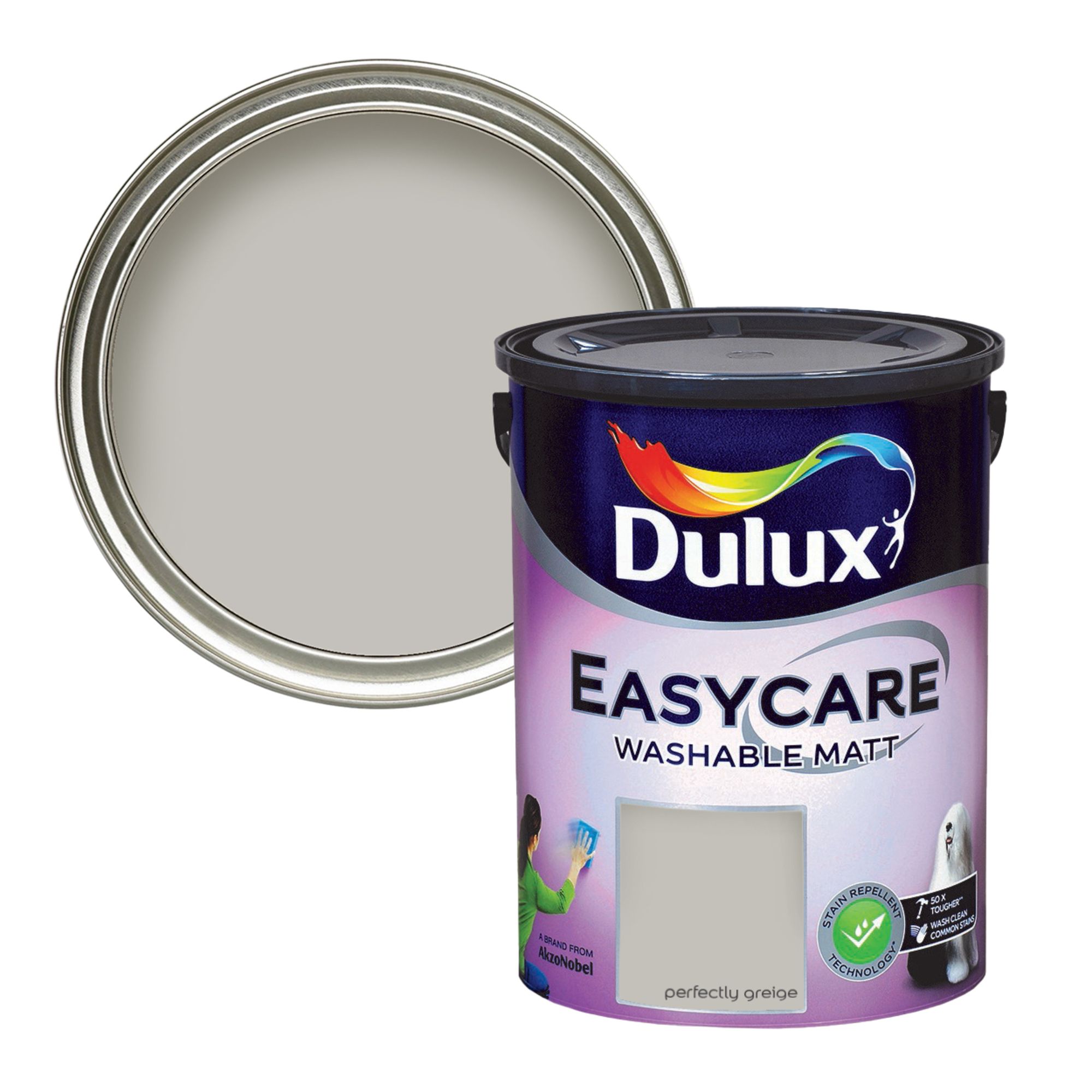 Dulux Easycare Perfectly Greige Matt Wall & ceiling Emulsion paint, 5L