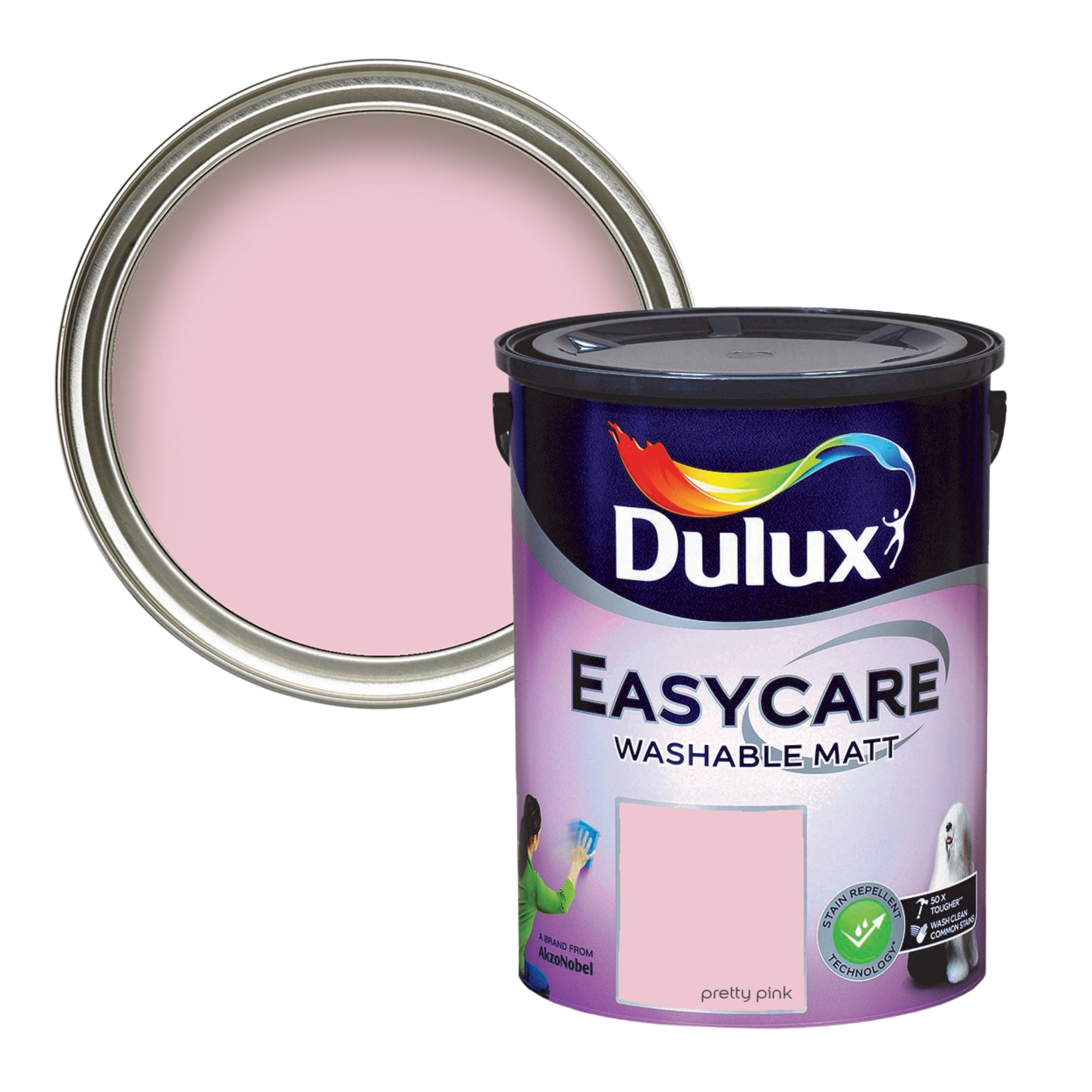 Dulux Easycare Pretty Pink Matt Wall & ceiling Emulsion paint, 5L | DIY ...