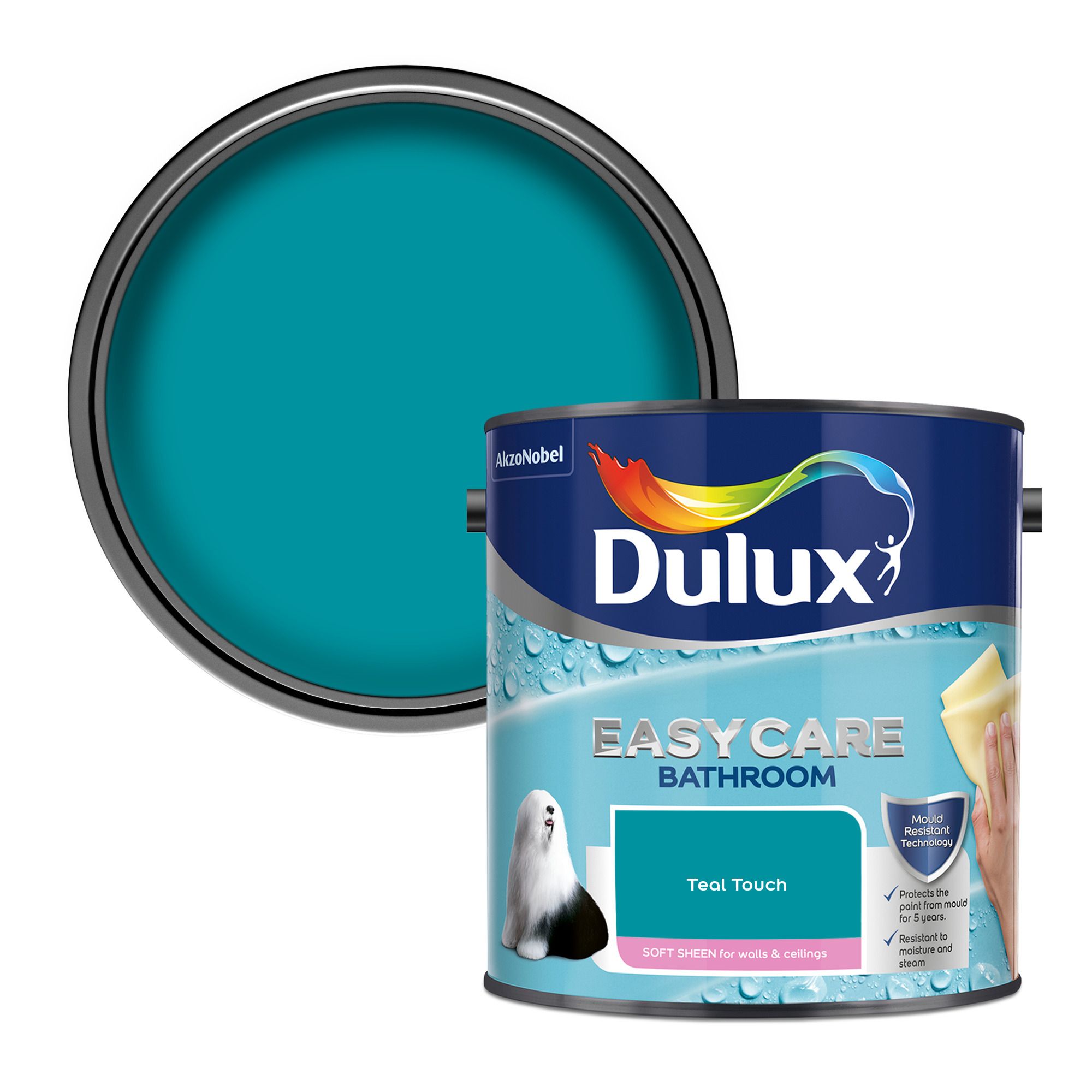 Dulux Easycare Teal touch Soft sheen Emulsion paint, 2.5L | DIY at B&Q
