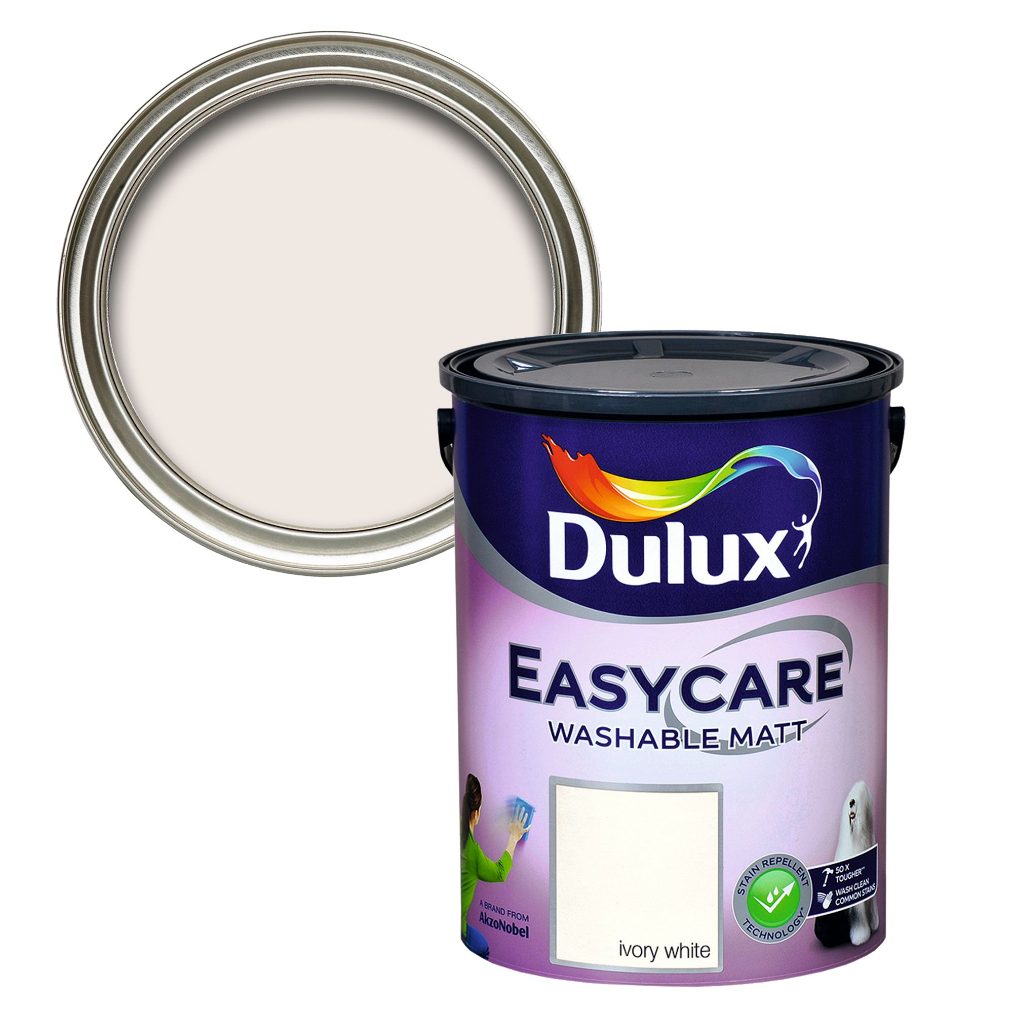 Dulux Easycare Washable & Tough Ivory White Matt Wall & ceiling ...